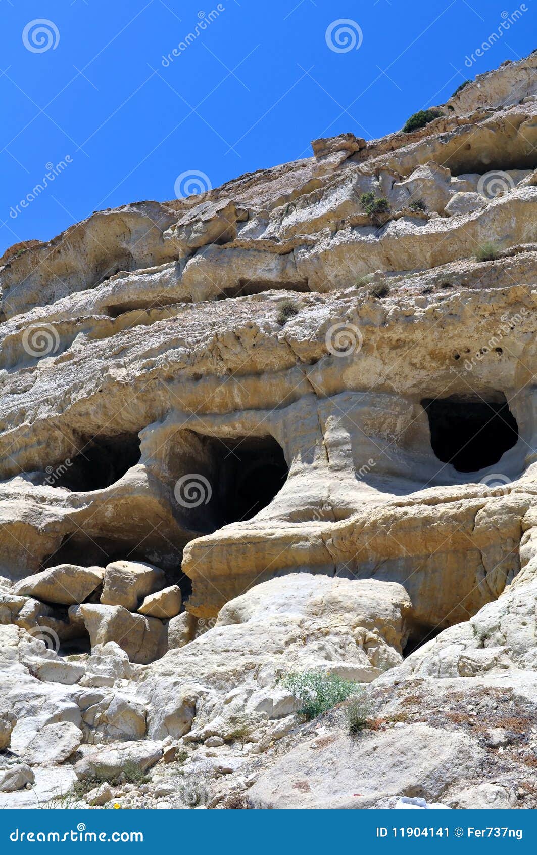 Caves. Roman Cemetery in Matala, Crete. Stock Image - Image of grave ...