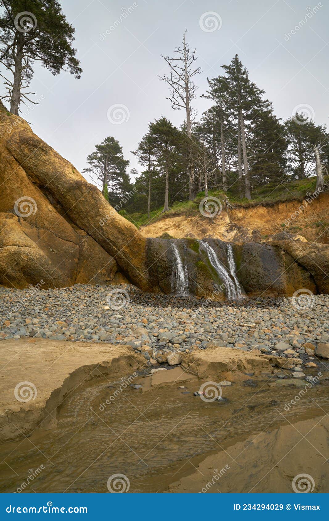 Hug Point Oregon Waterfall stock image. Image of site - 234294029
