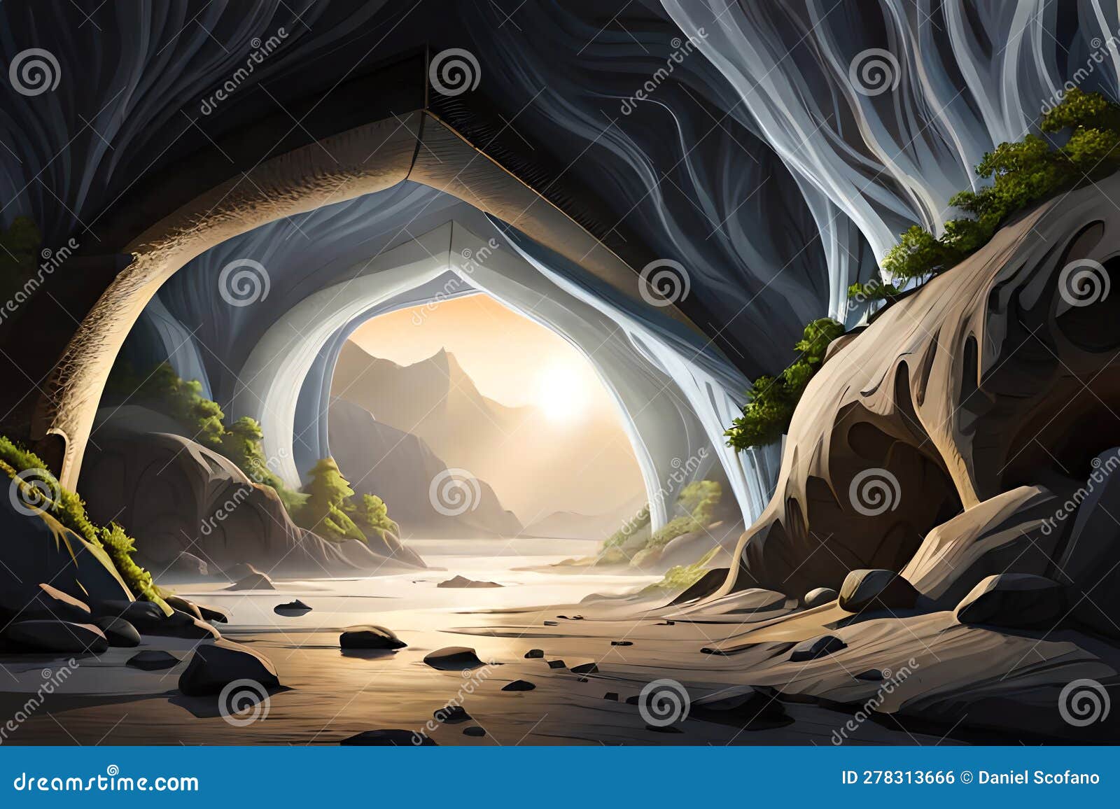 Caves on White Background. Generative AI Stock Illustration ...