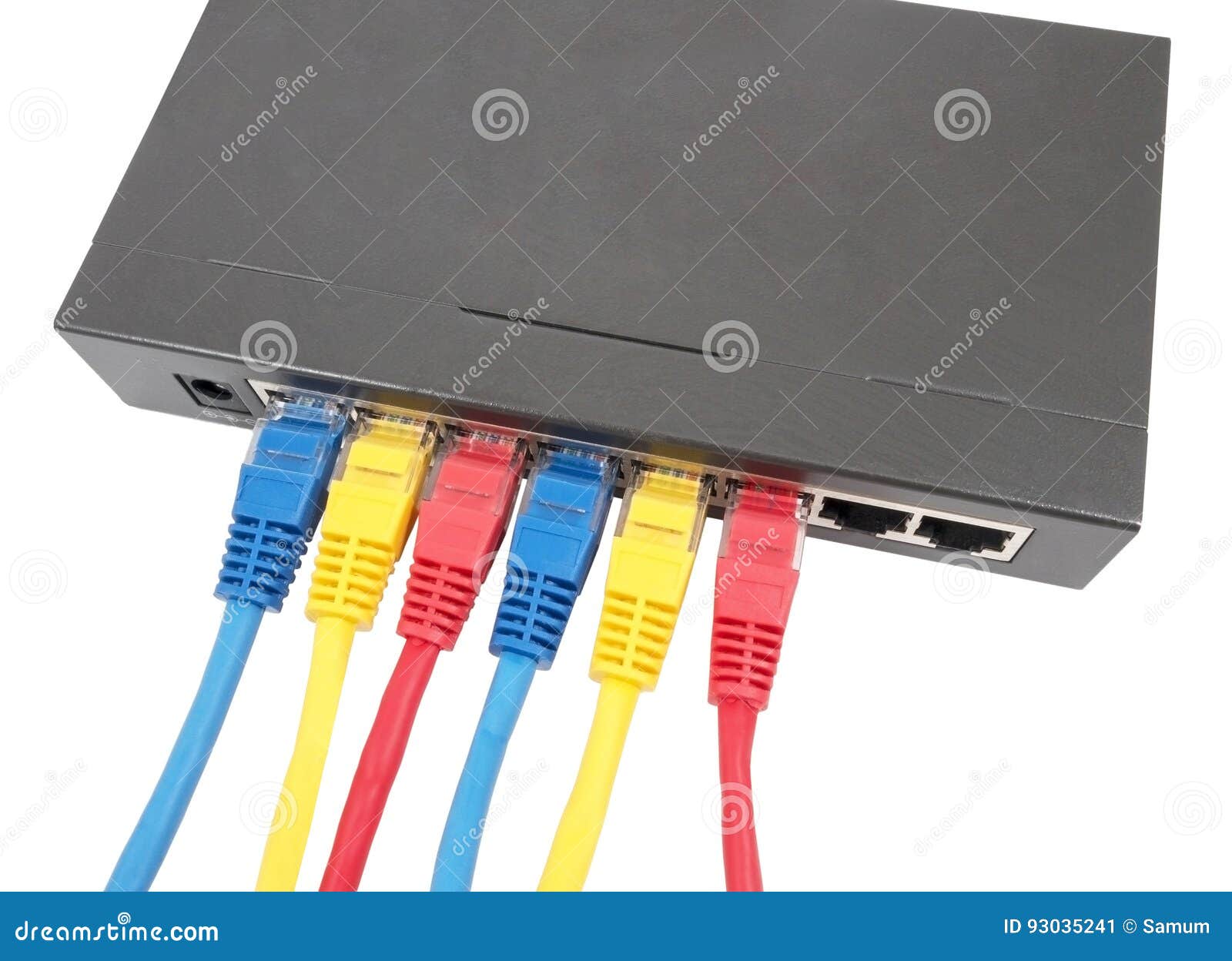 Cavi Della Rete Collegati Al Router Immagine Stock - Immagine di ...