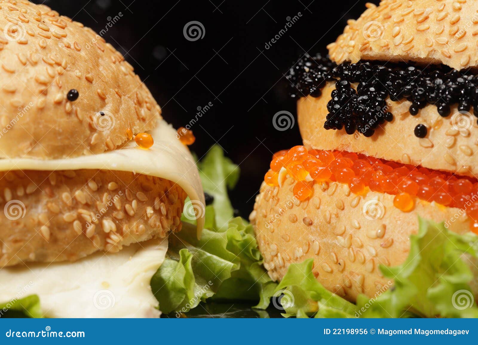 Caviar and Cheese Sandwiches Stock Photo - Image of assortment, meal ...