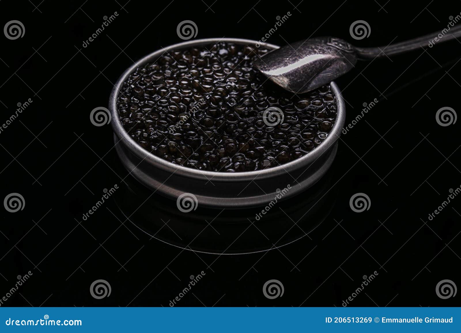 Caviar in a metal box stock image. Image of cooking - 206513269