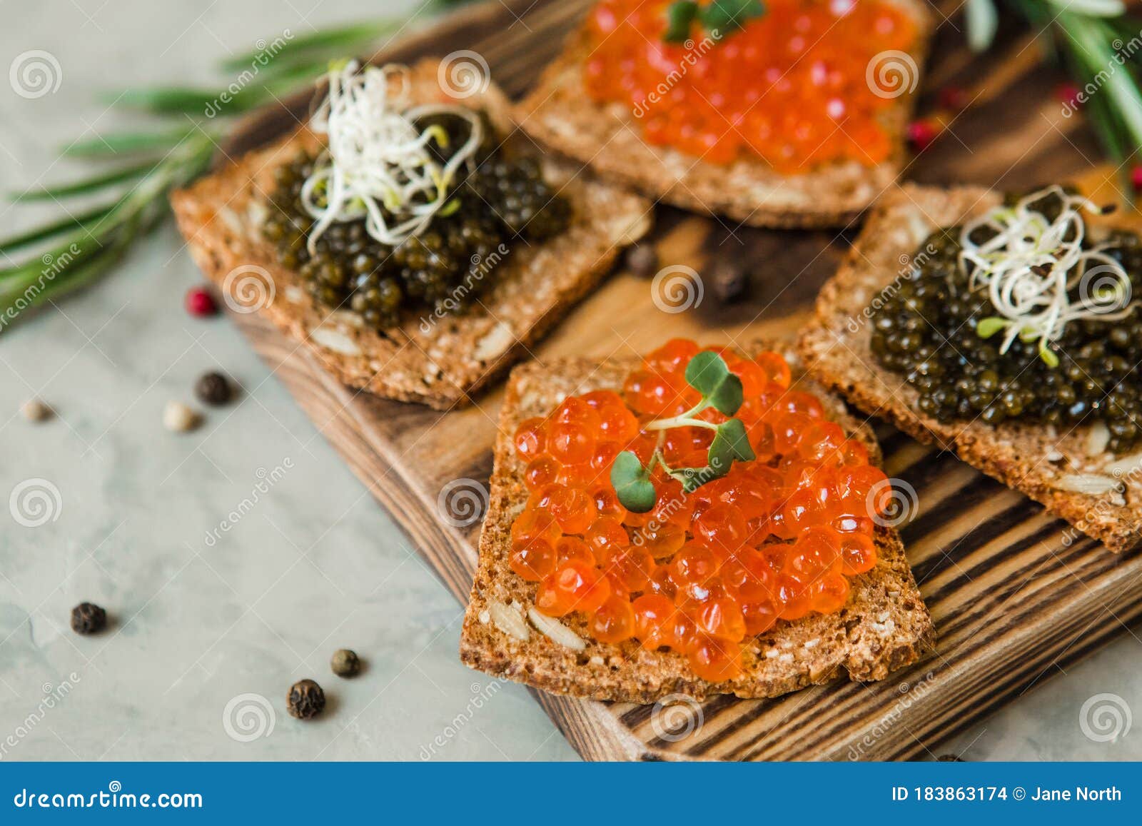 Caviar, Pike Caviar and Black Caviar for a Snack Stock Photo - Image of ...