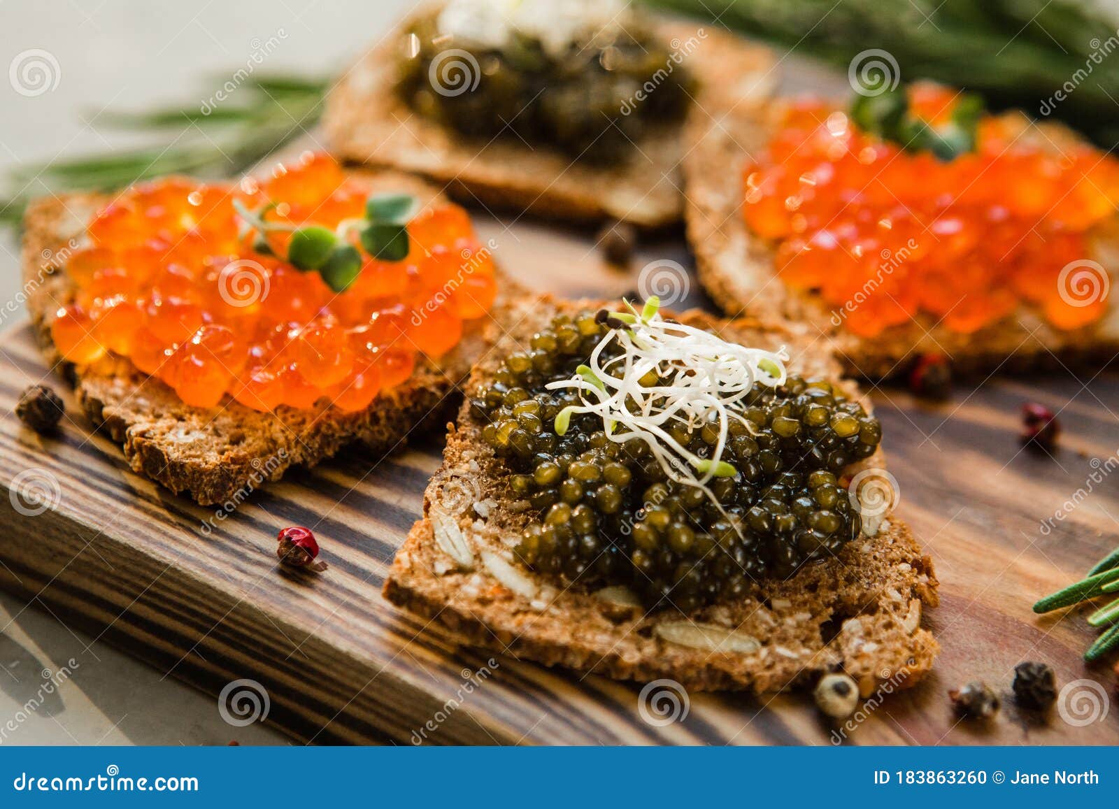 Caviar, Pike Caviar and Black Caviar for a Snack Stock Photo - Image of ...