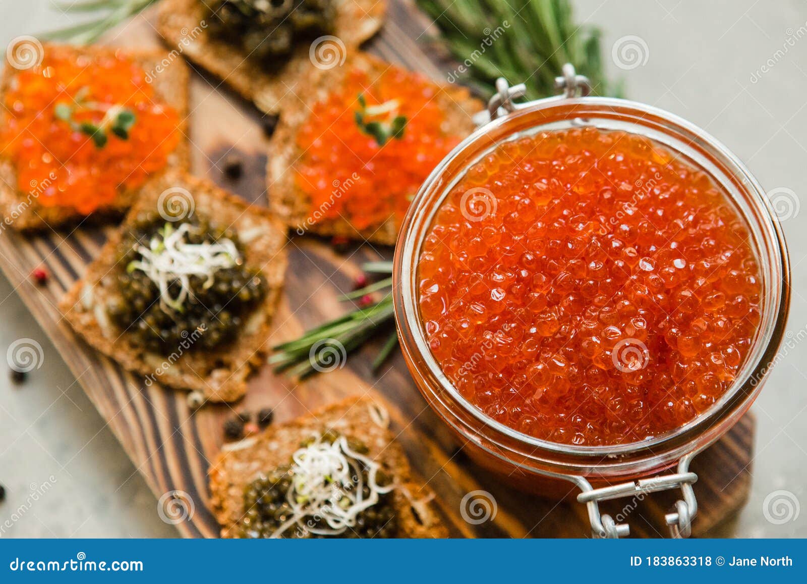 Caviar, Pike Caviar and Black Caviar for a Snack Stock Photo - Image of ...