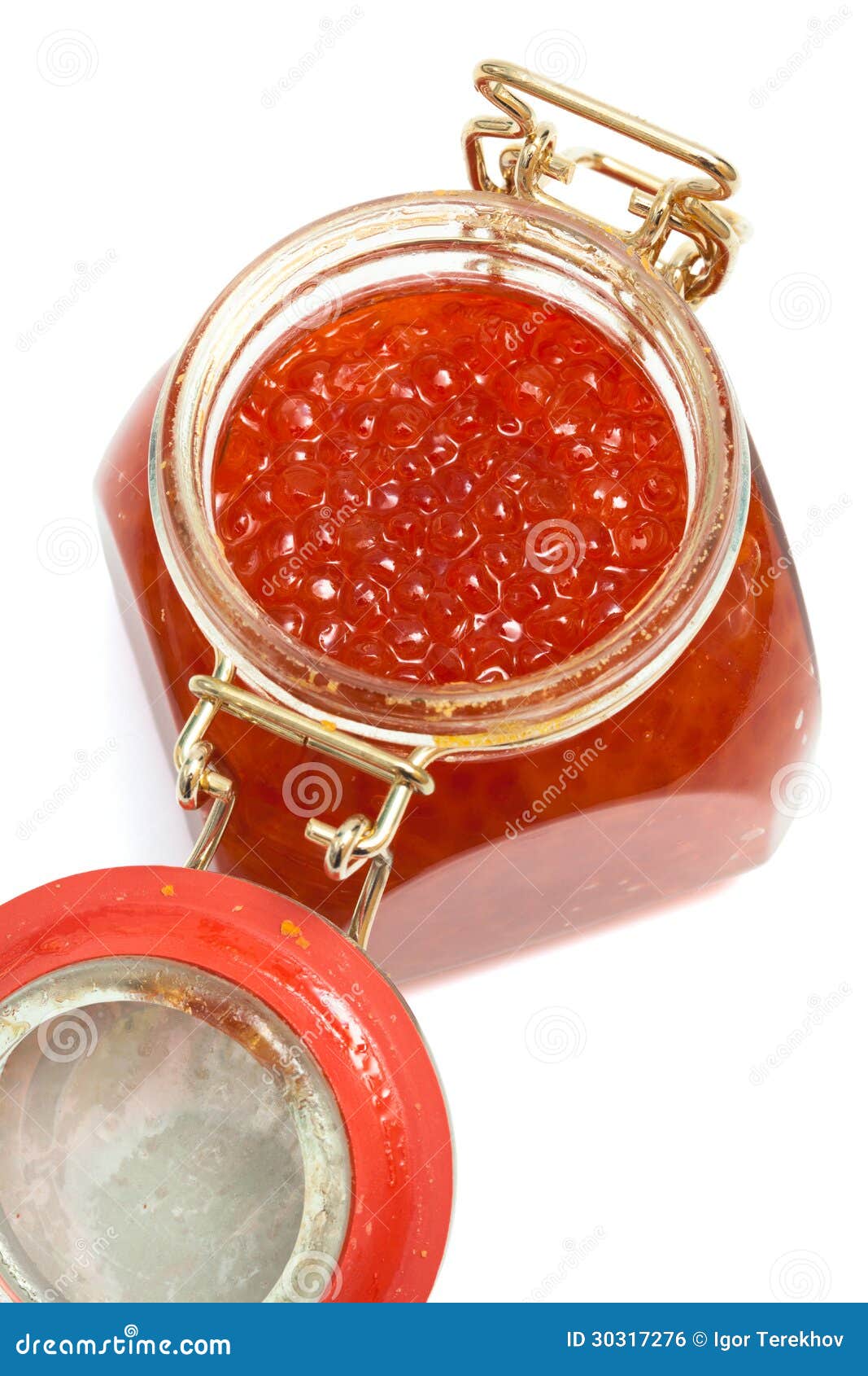 Caviar Rojo En El Tarro De Cristal Foto de archivo - Imagen de tarro ...