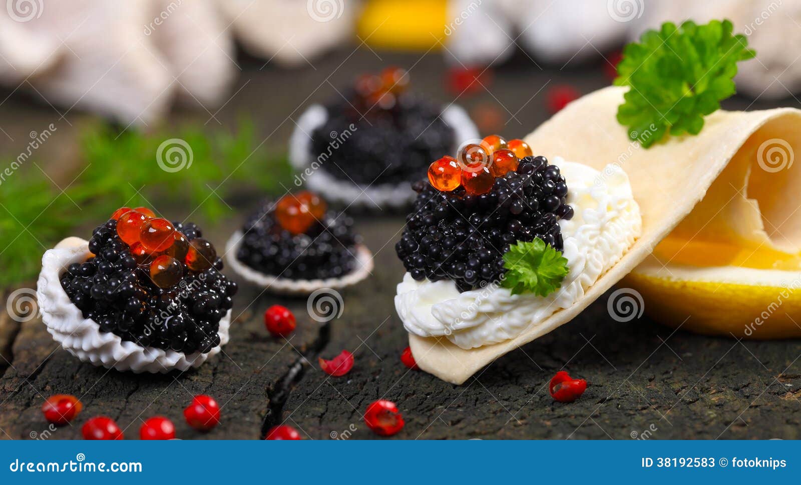 Caviar, served in shells stock image. Image of orange - 38192583