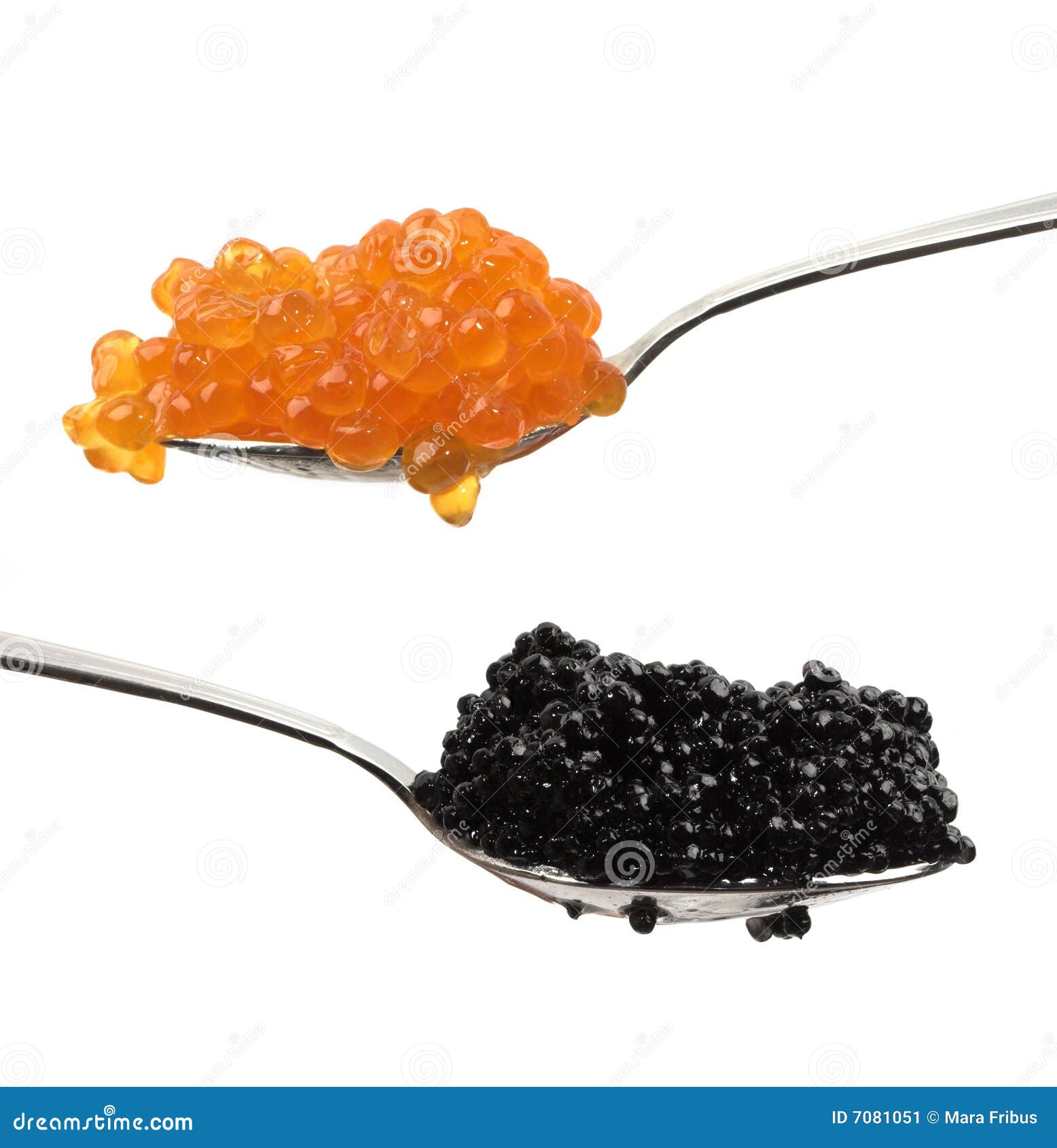 Caviar on two spoons stock image. Image of appetizer, white - 7081051