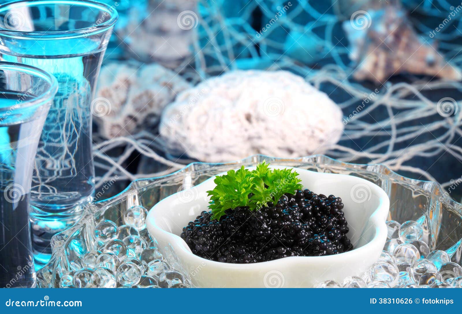 Caviar and Vodka in Fish Restaurant Stock Photo - Image of caviar, nets ...