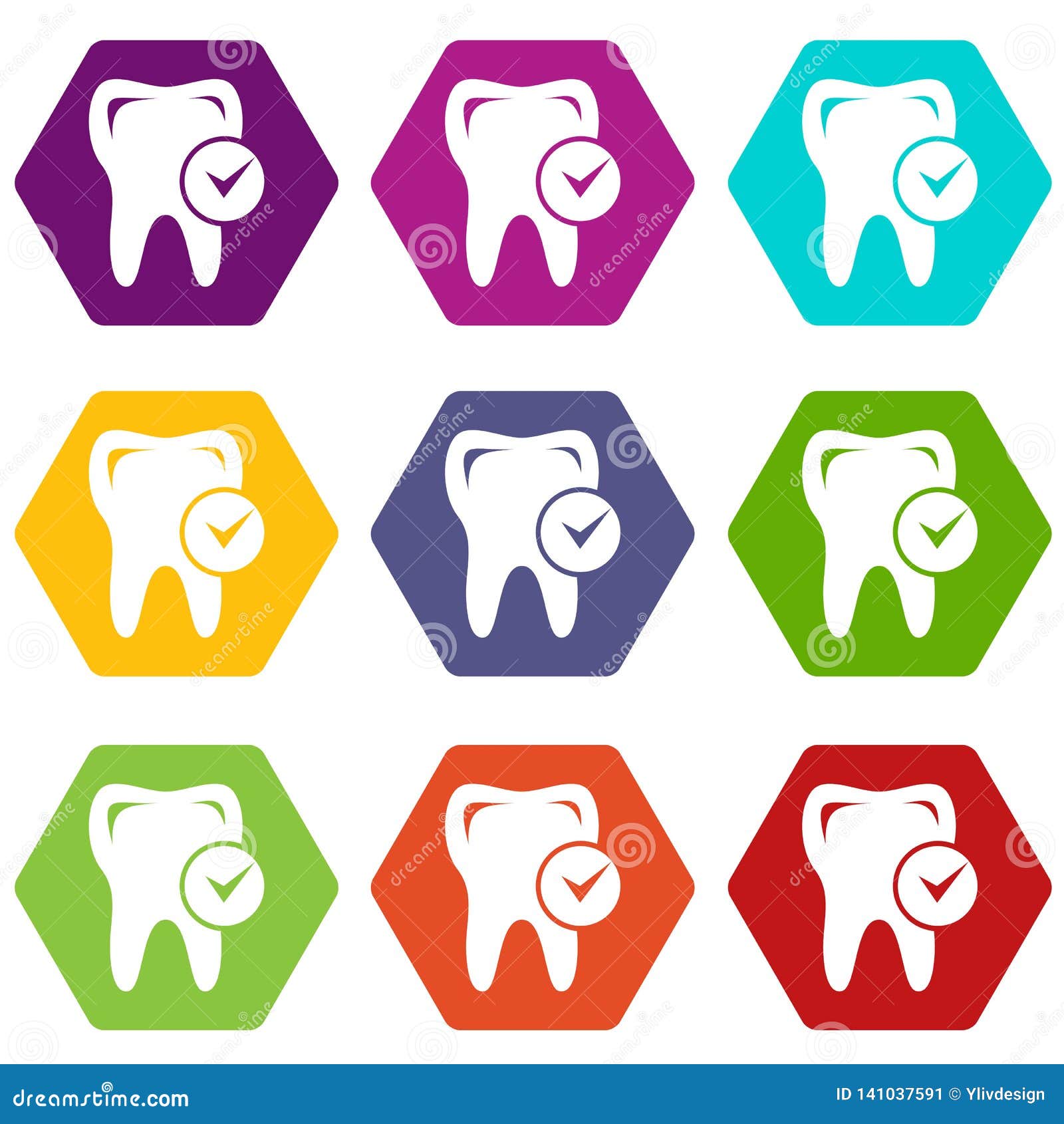 Cavity Tooth Icons Set 9 Vector Stock Vector - Illustration of clinic ...