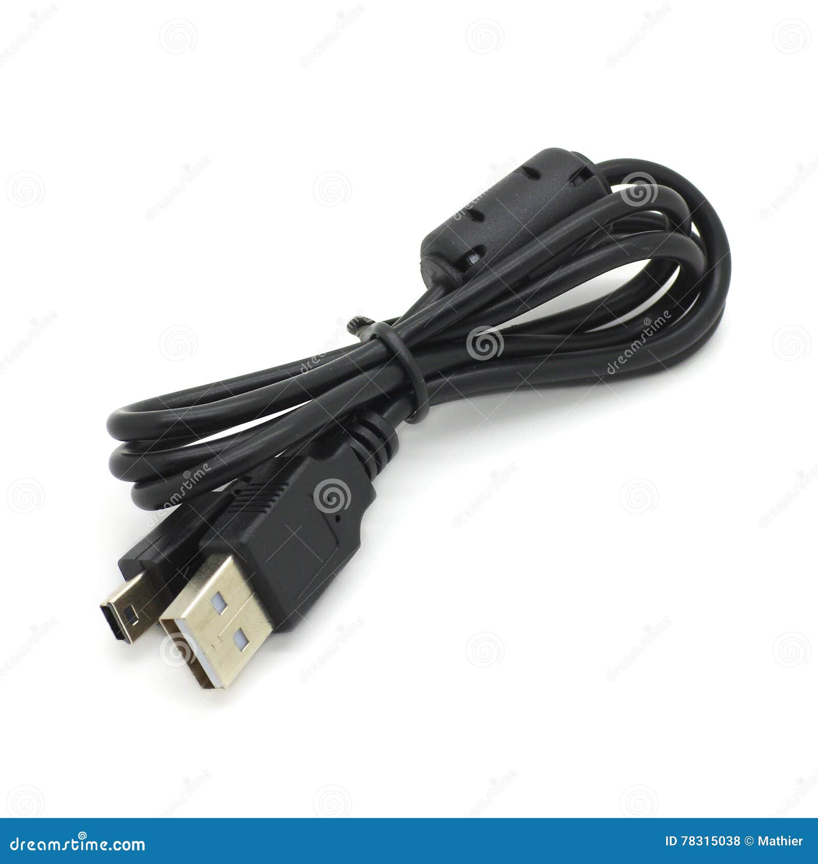 Cavo Mini-USB/di USB Con Ferrite Fotografia Stock - Immagine di singolo ...