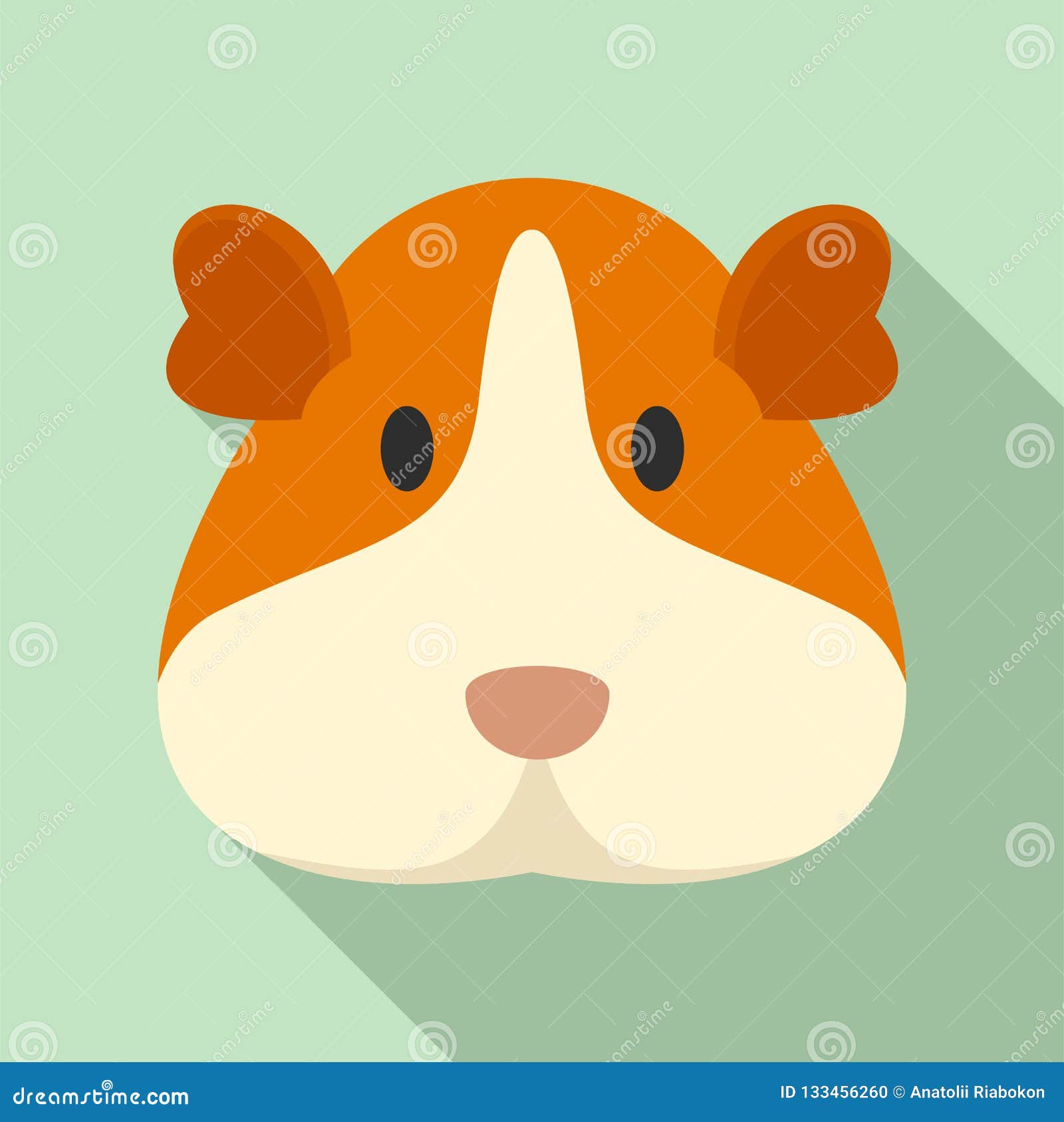Cavy face icon, flat style stock vector. Illustration of little - 133456260