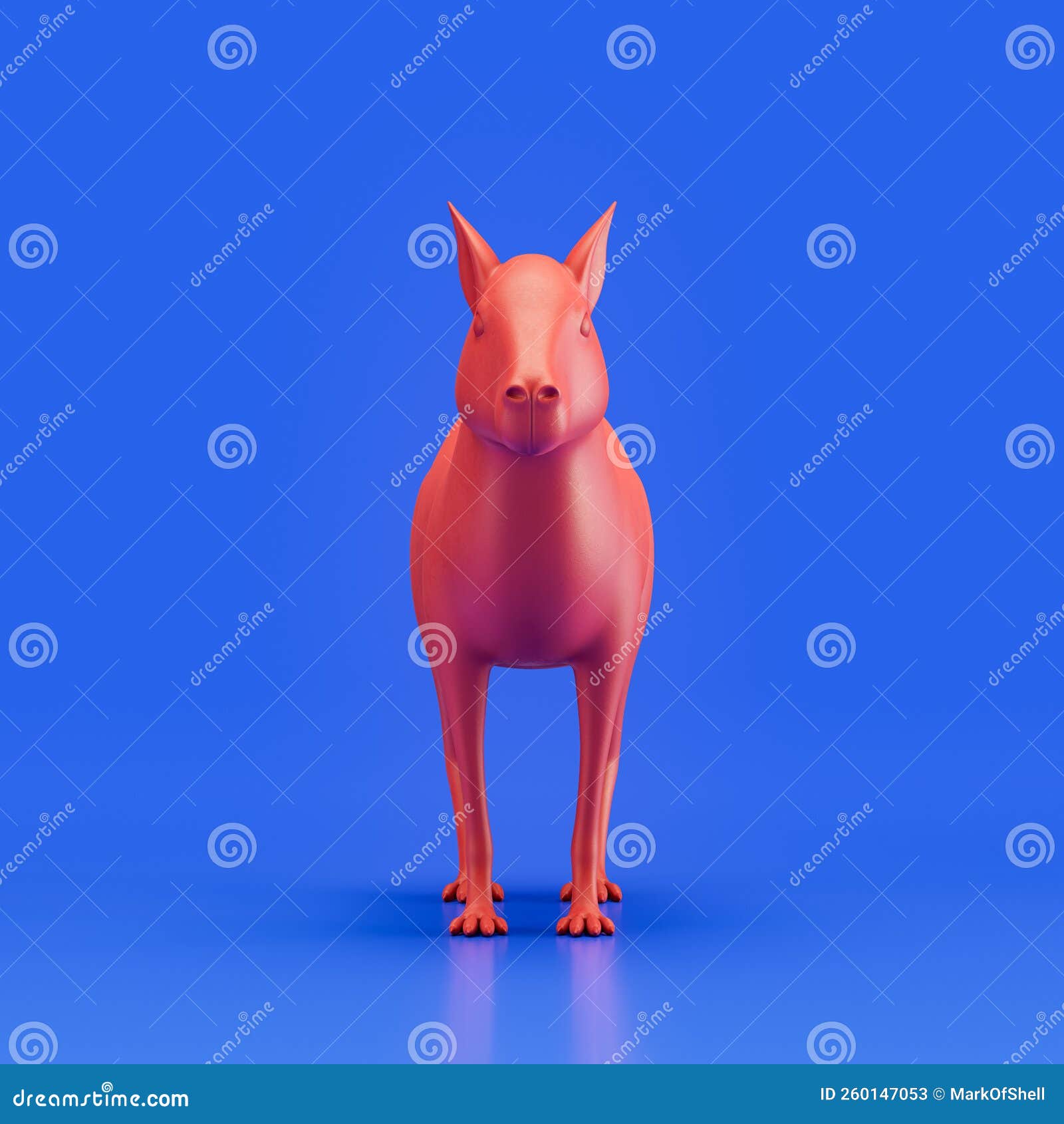 Cavy Monochrome Single Color Animal. Red Color Single Animal from Front ...