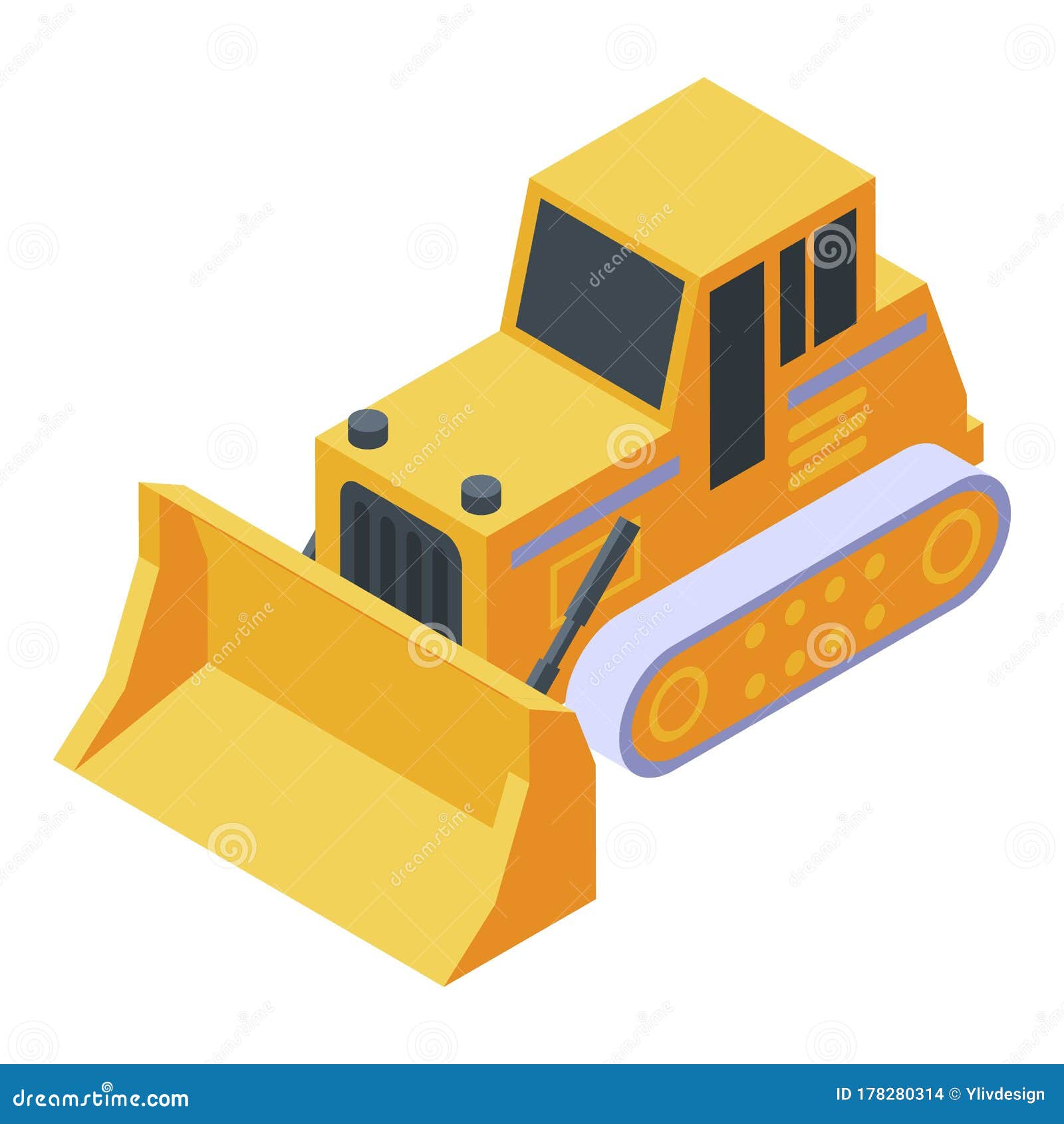 Isometric Dozer Or Bulldozer. Set Of The Construction Machinery ...