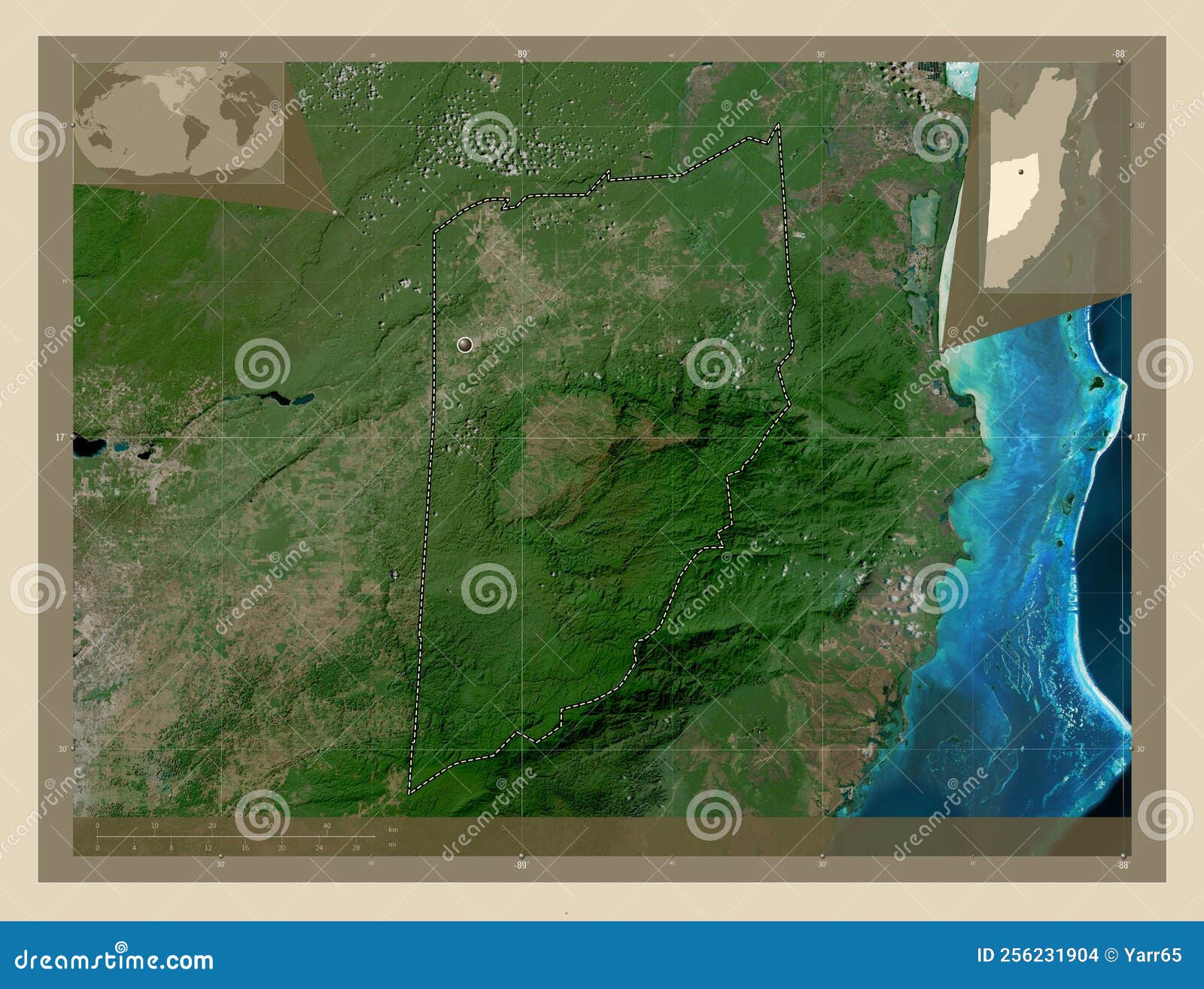 Cayo, Belize. High-res Satellite. Capital Stock Illustration ...