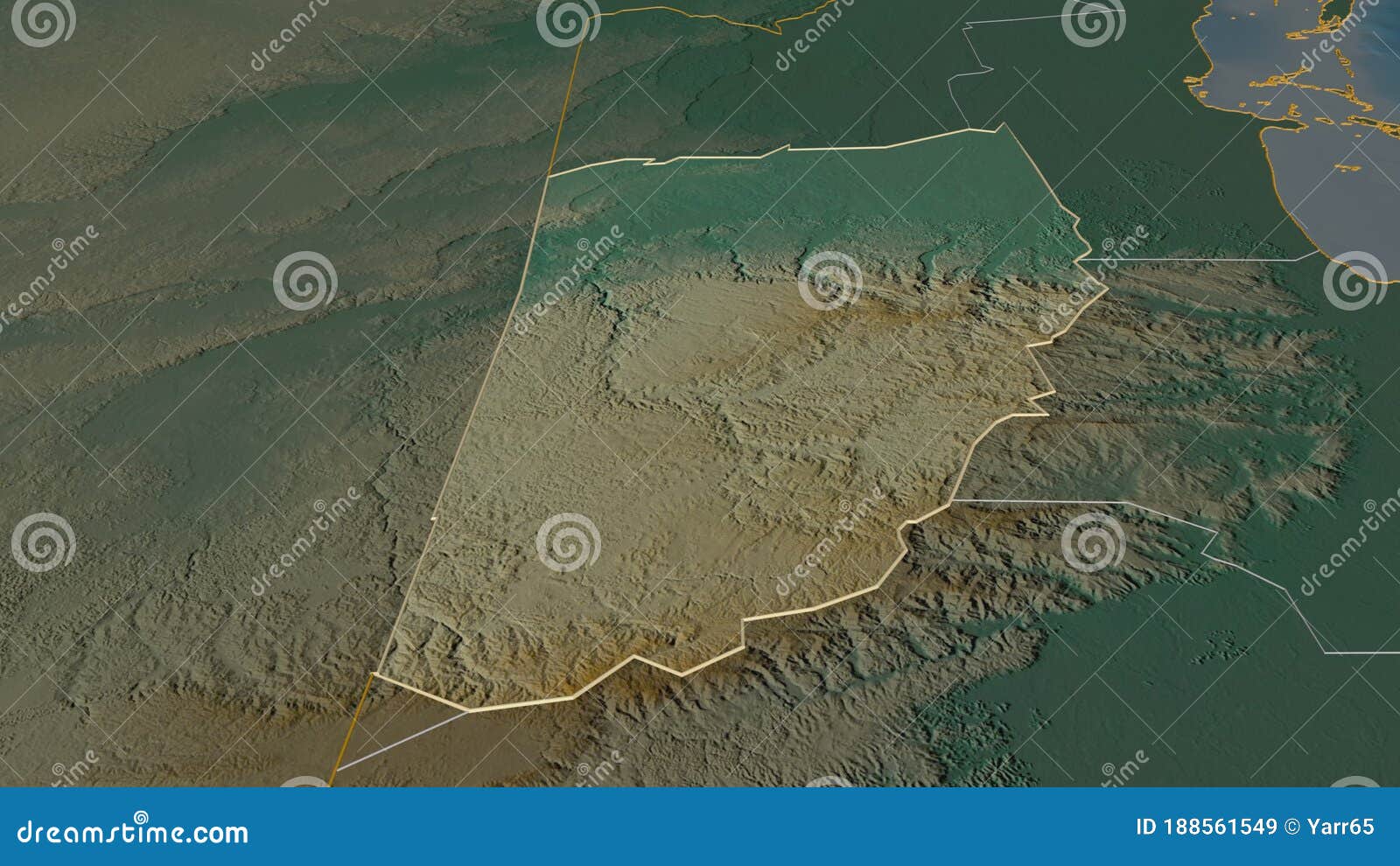 Cayo, Belize - Outlined. Relief Stock Illustration - Illustration of ...