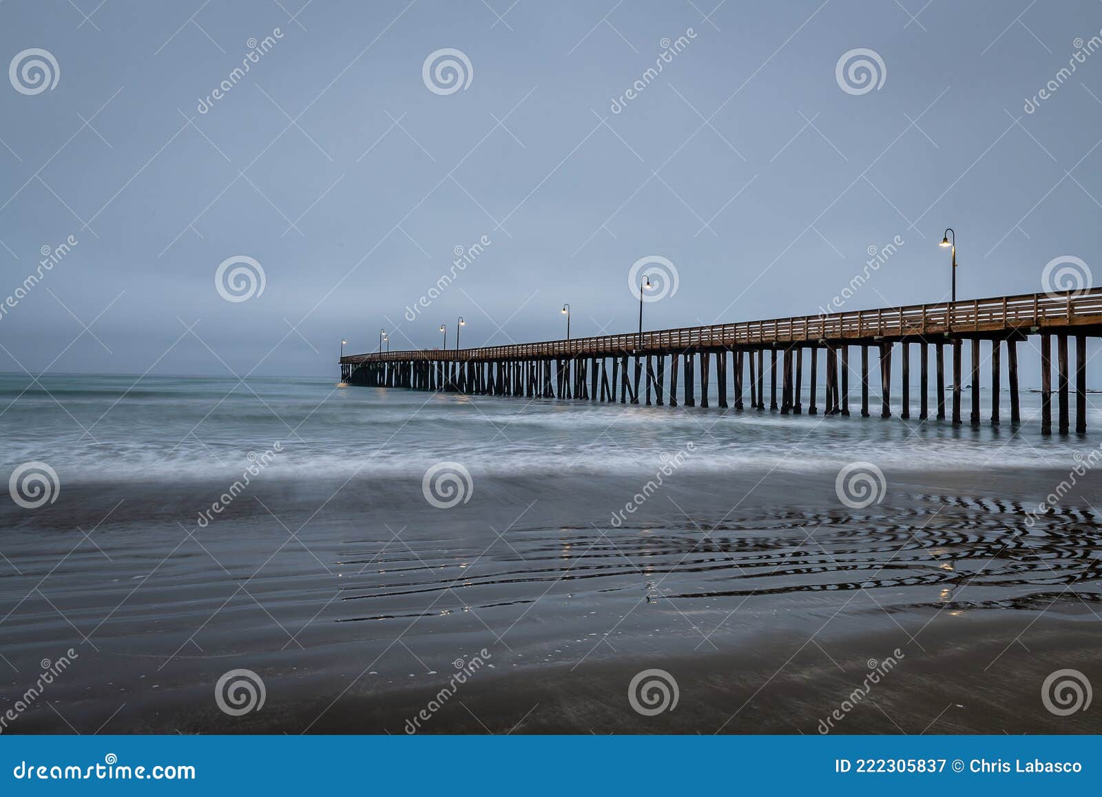 Cayucos State Beach & Pier Stock Image - Image of central, anchor ...