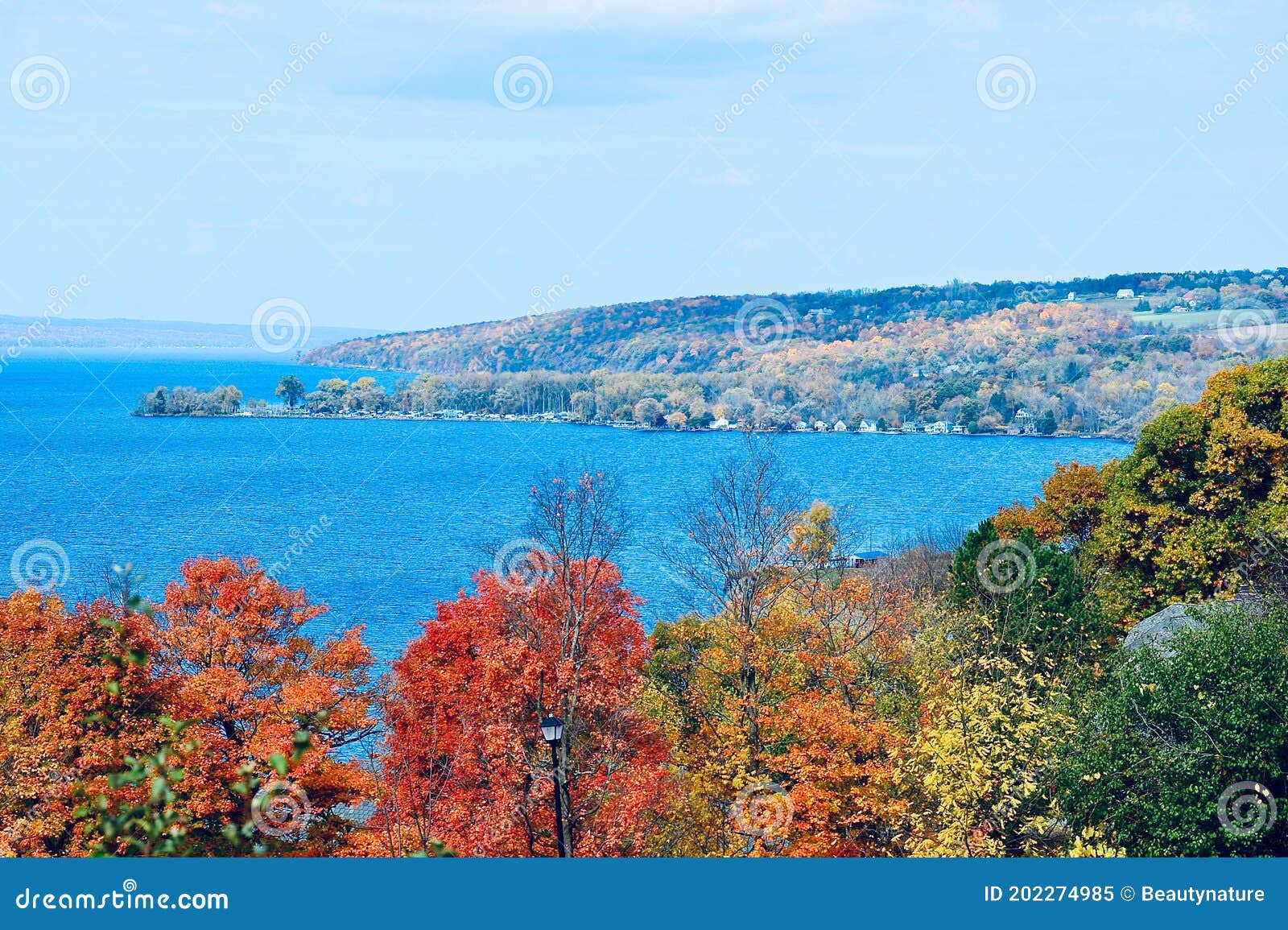 Cayuga Lake Rock Jetty And Dock At Long Point State Park Stock Image