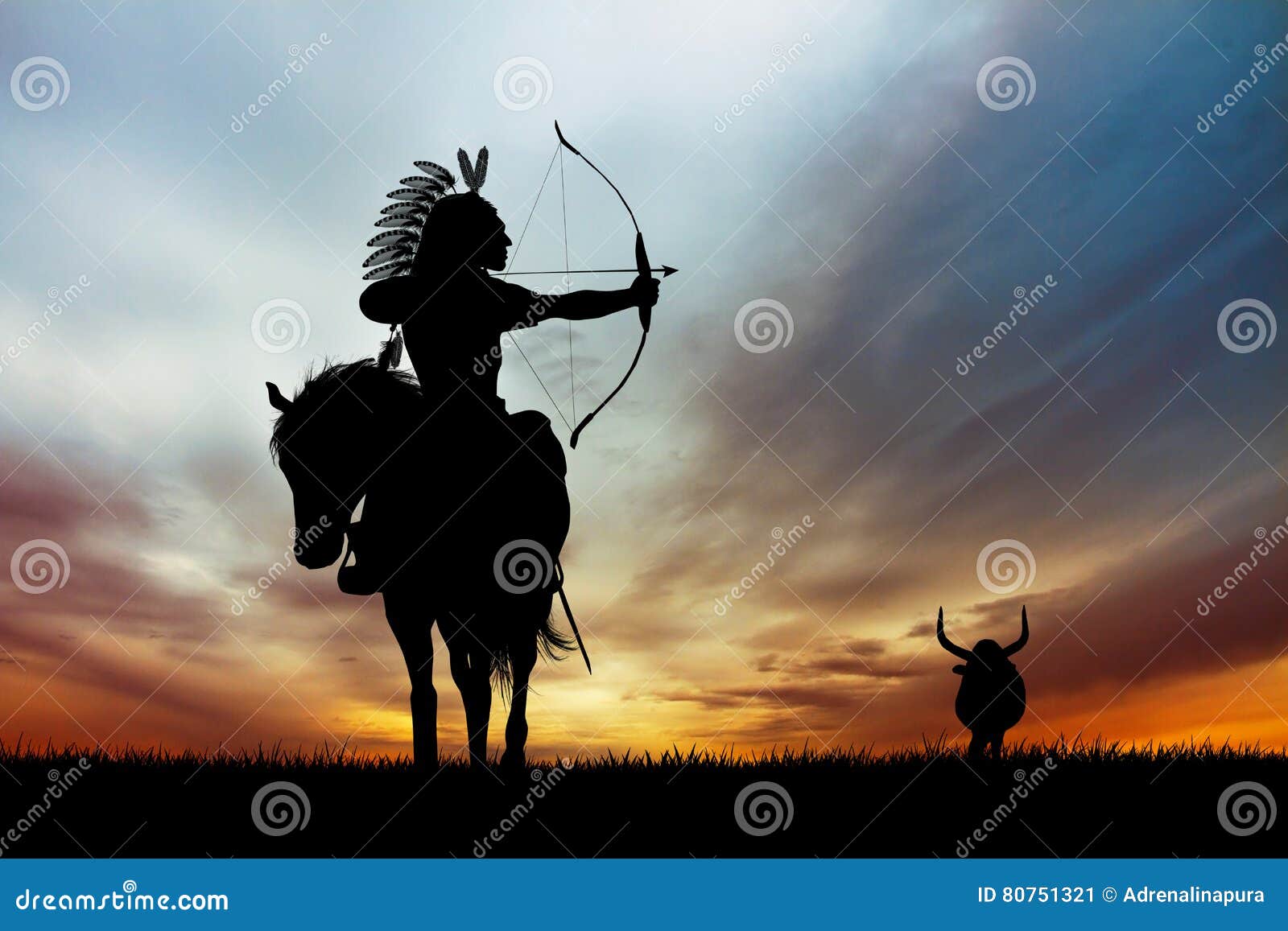 Cazador indio a caballo stock de ilustración. Ilustración de cultura ...
