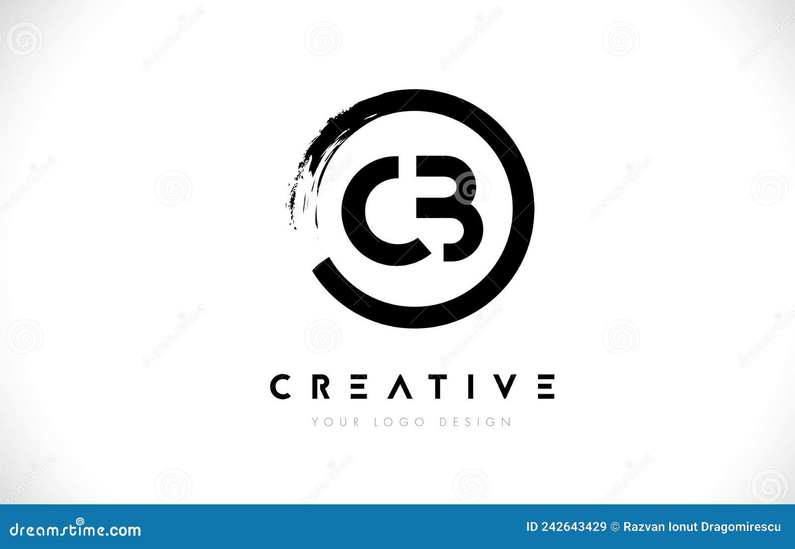 CB Letter Logo with Circle Brush Design and White Background Stock ...