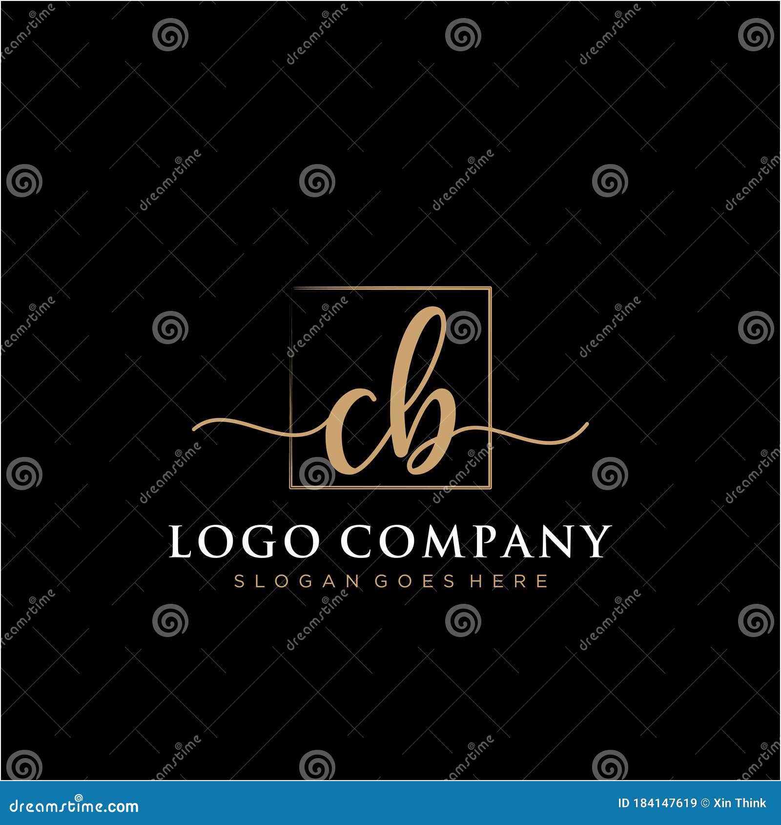 CB Initial Handwriting Logo with Rectangle Template Vector Stock Vector ...