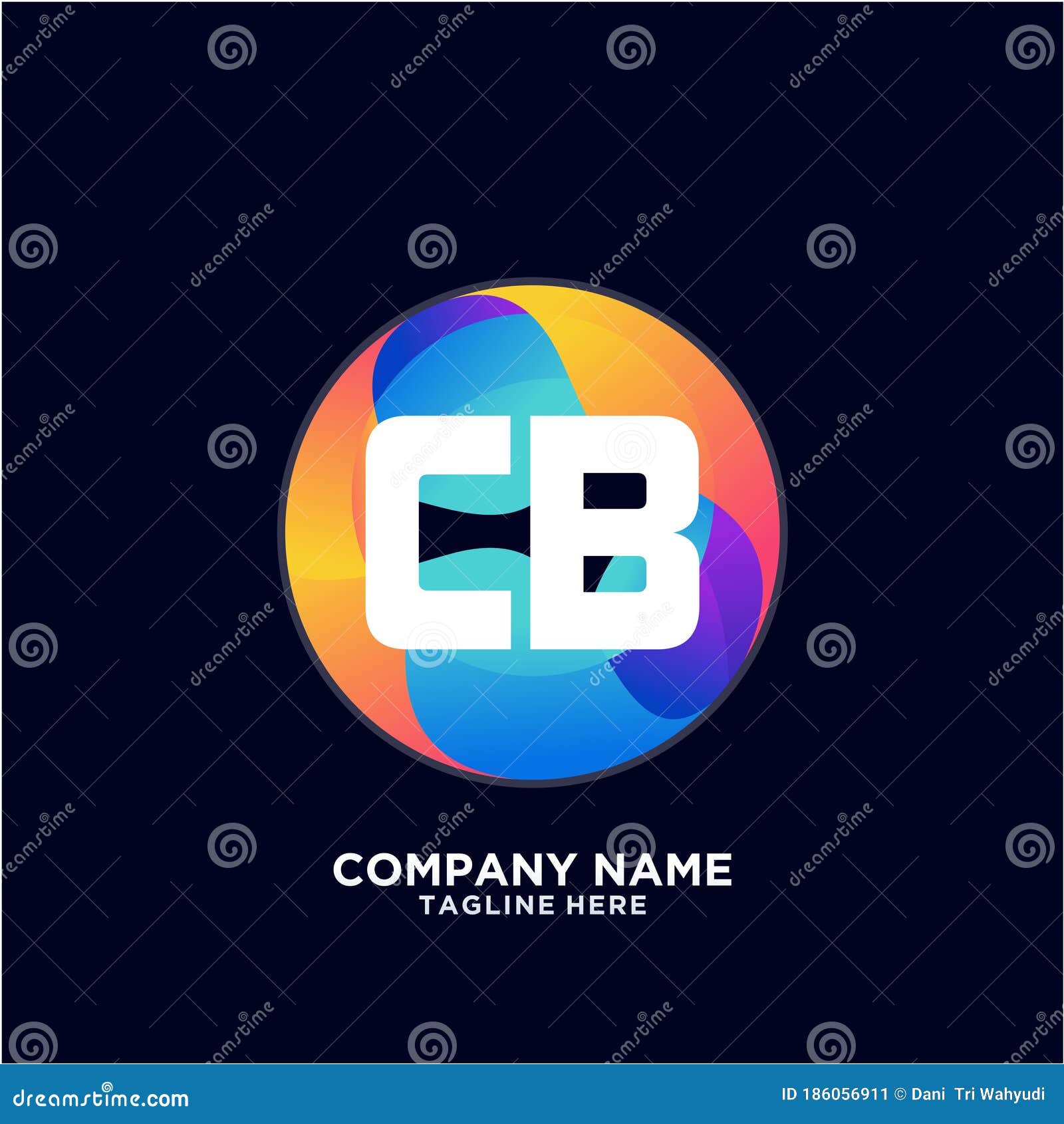 CB Initial Logo with Colorful Circle Template Vector Stock Vector ...