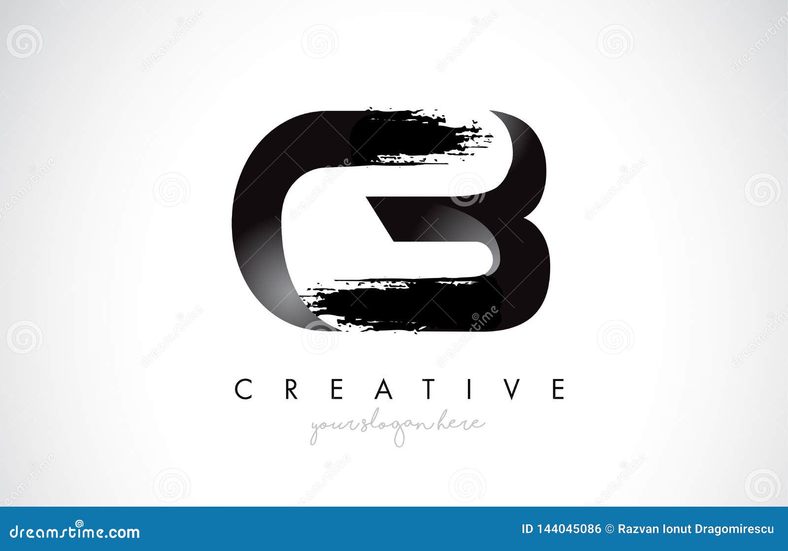 CB Letter Design with Brush Stroke and Modern 3D Look Stock Vector ...