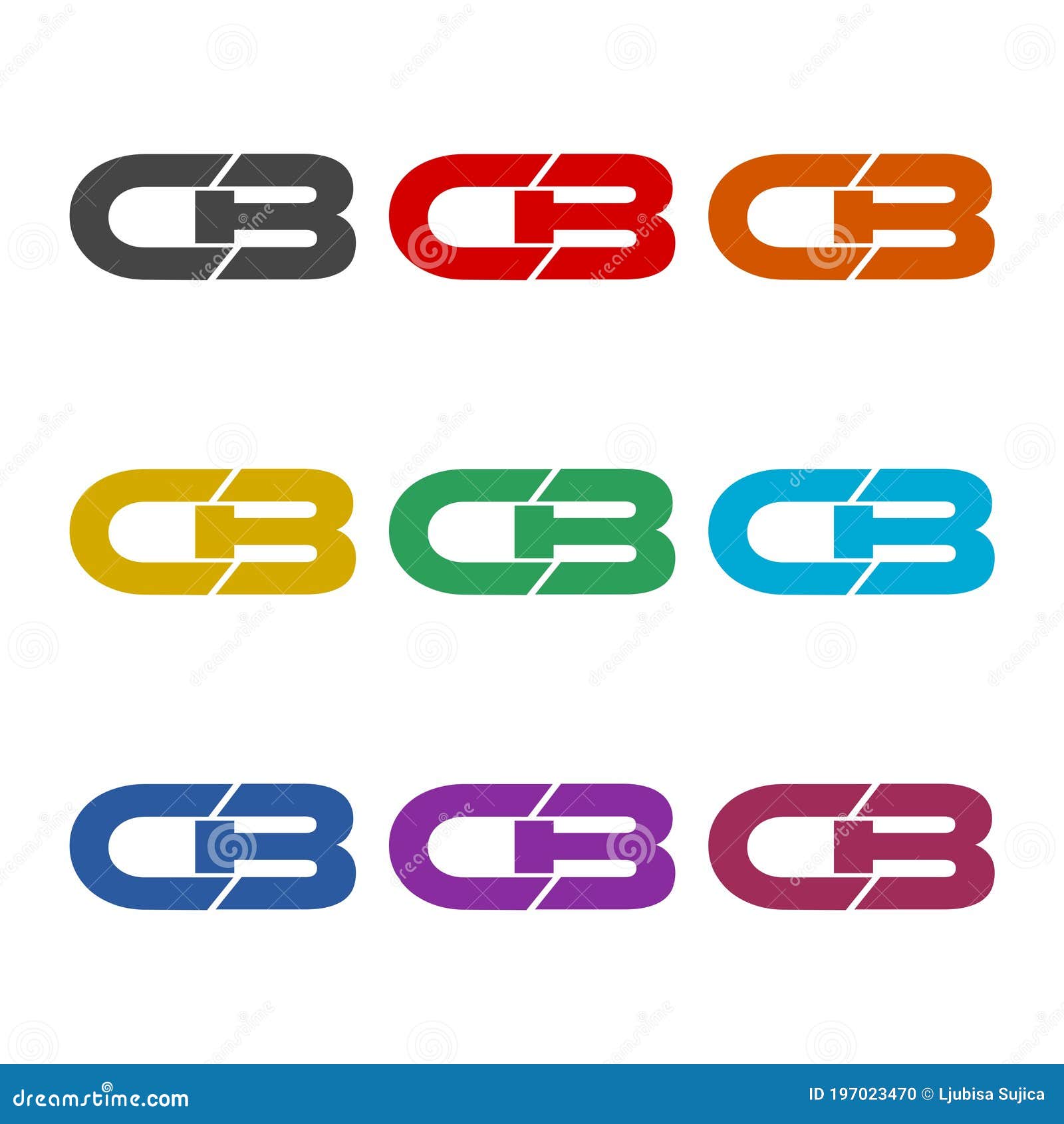 CB letter logo, color set stock vector. Illustration of colorful ...