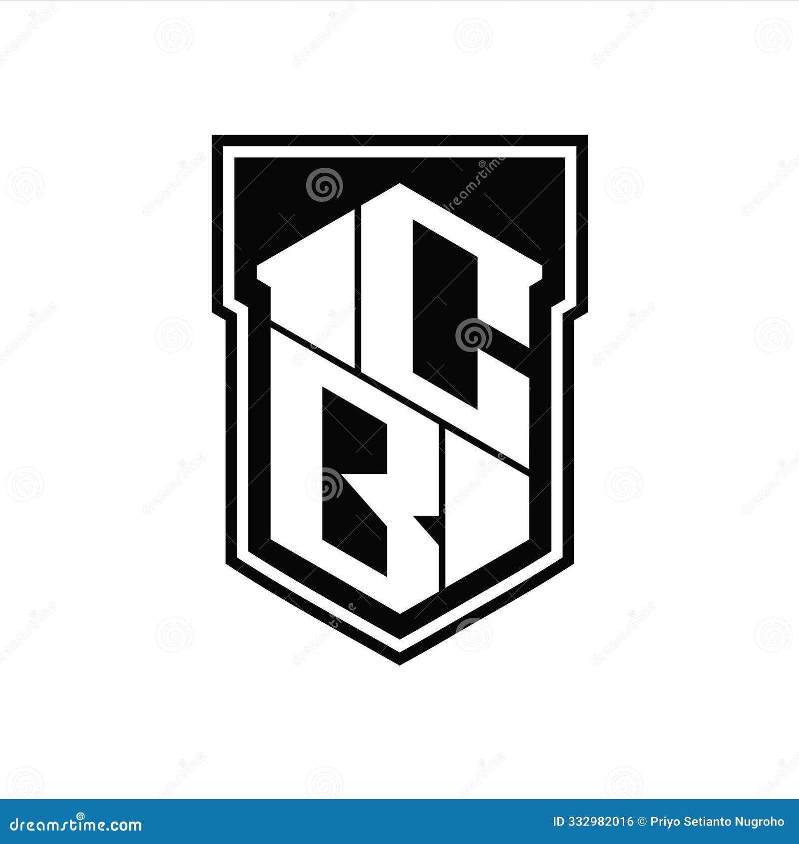 CB Logo Monogram Hexagon Geometric Up and Down Inside Shield Isolated ...