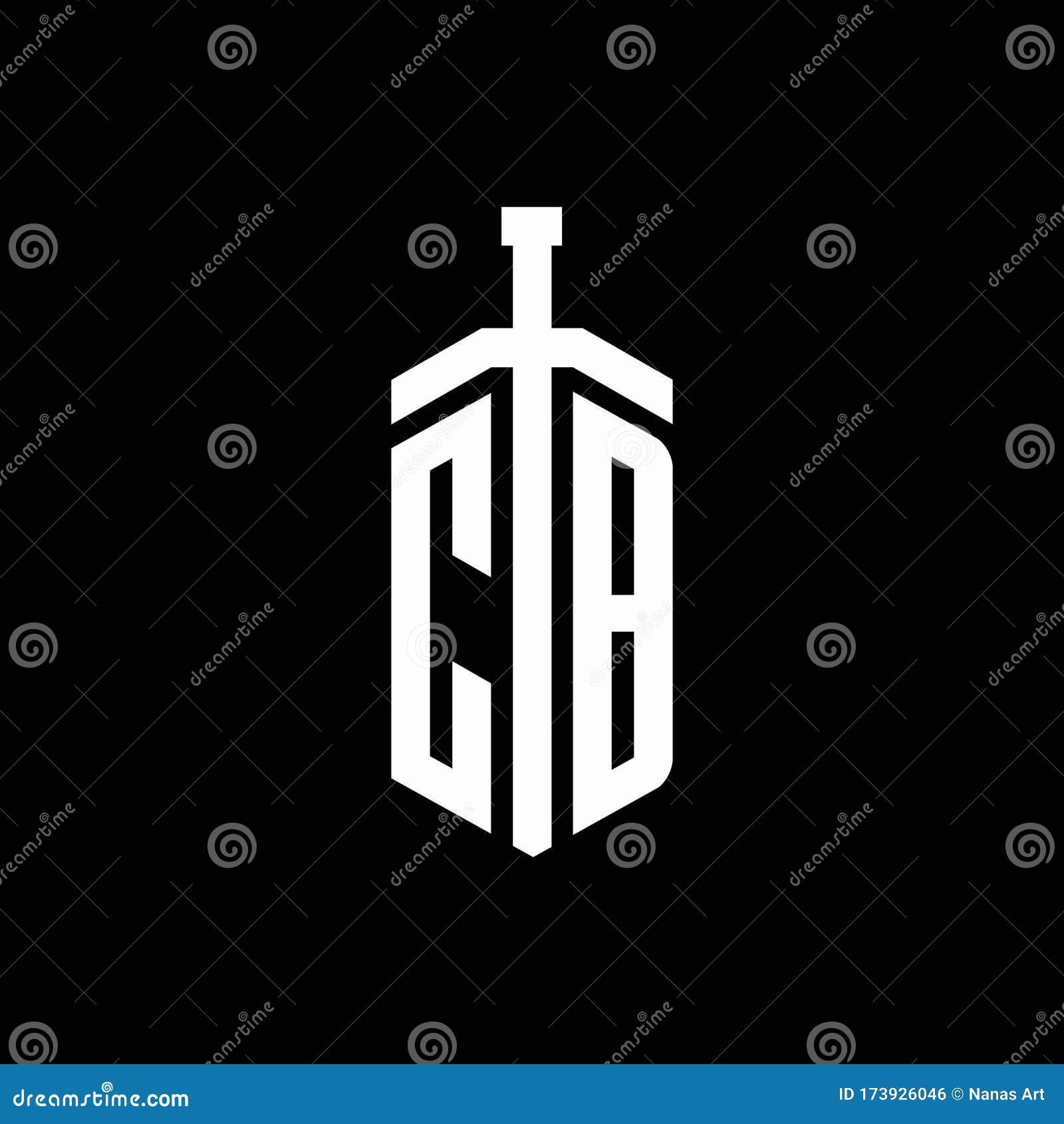 CB Logo Monogram with Sword Element Ribbon Design Template Stock Vector ...