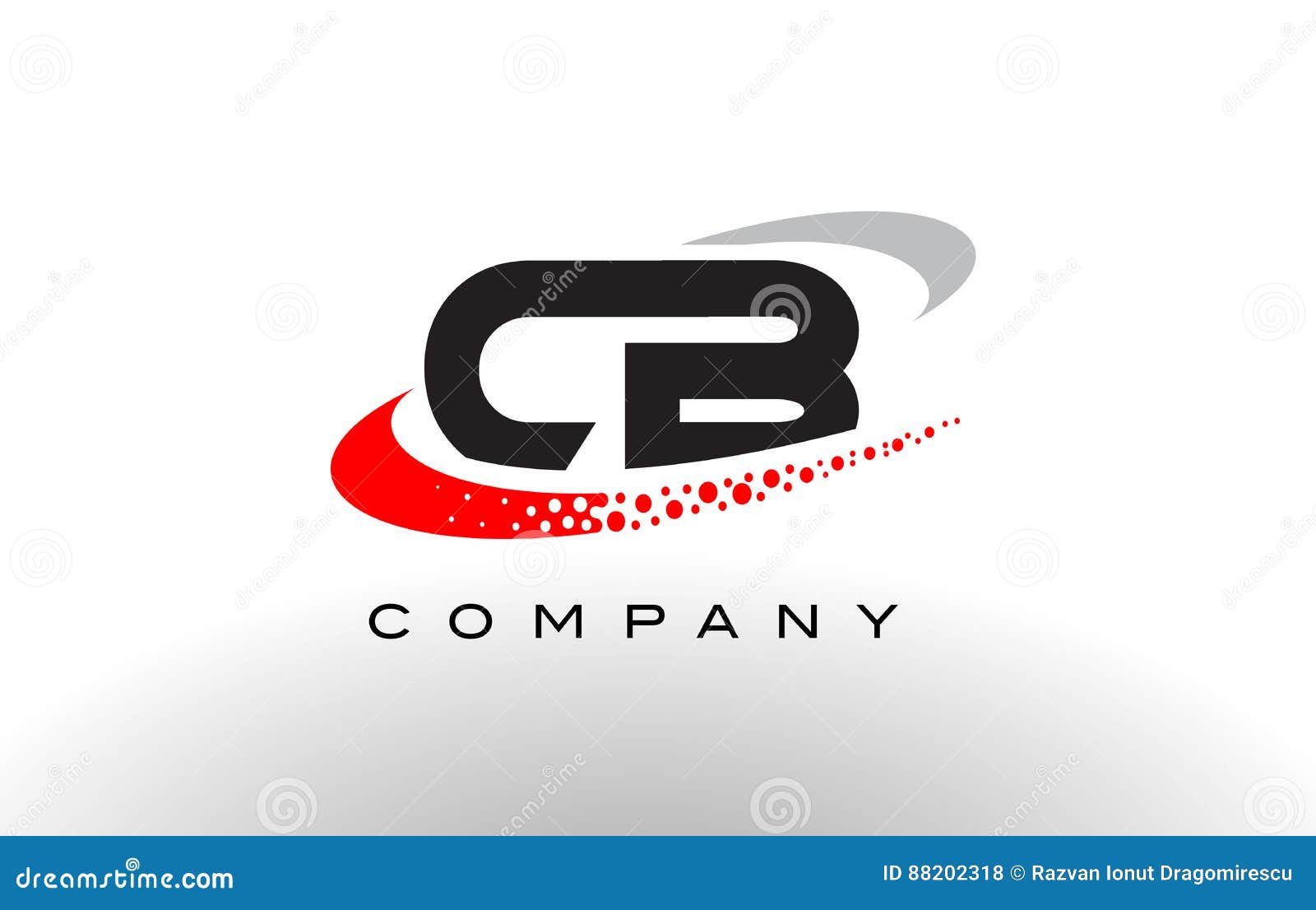 CB Modern Letter Logo Design with Red Dotted Swoosh Stock Vector ...