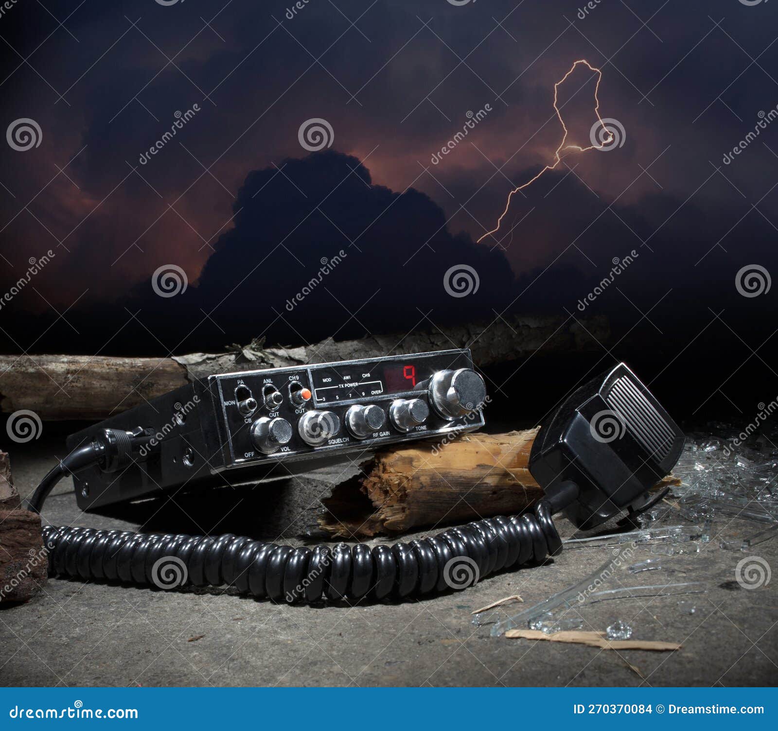 CB Radio on Channel 9 during a Storm Stock Photo - Image of microphone ...