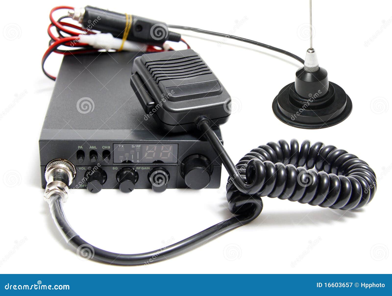 CB radio with microphone stock image. Image of transmitter - 16603657