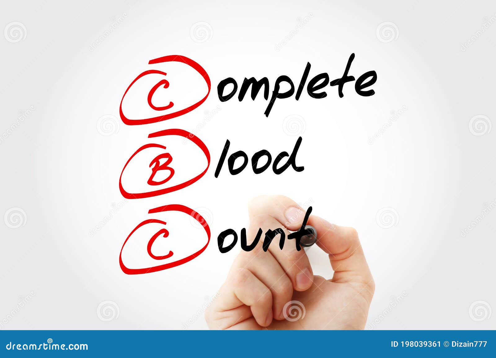 CBC - Complete Blood Count Acronym with Marker, Concept Background ...