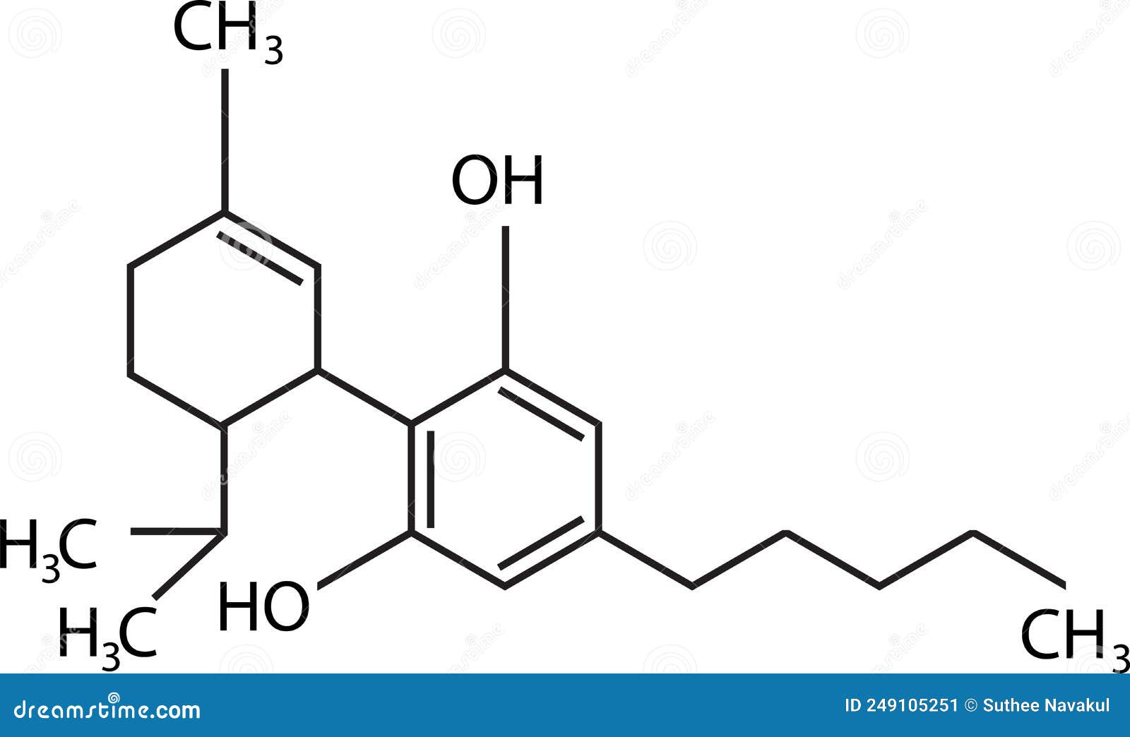 CBD Molecular Structural Chemical Formula Sign. Skeletal Formula of ...