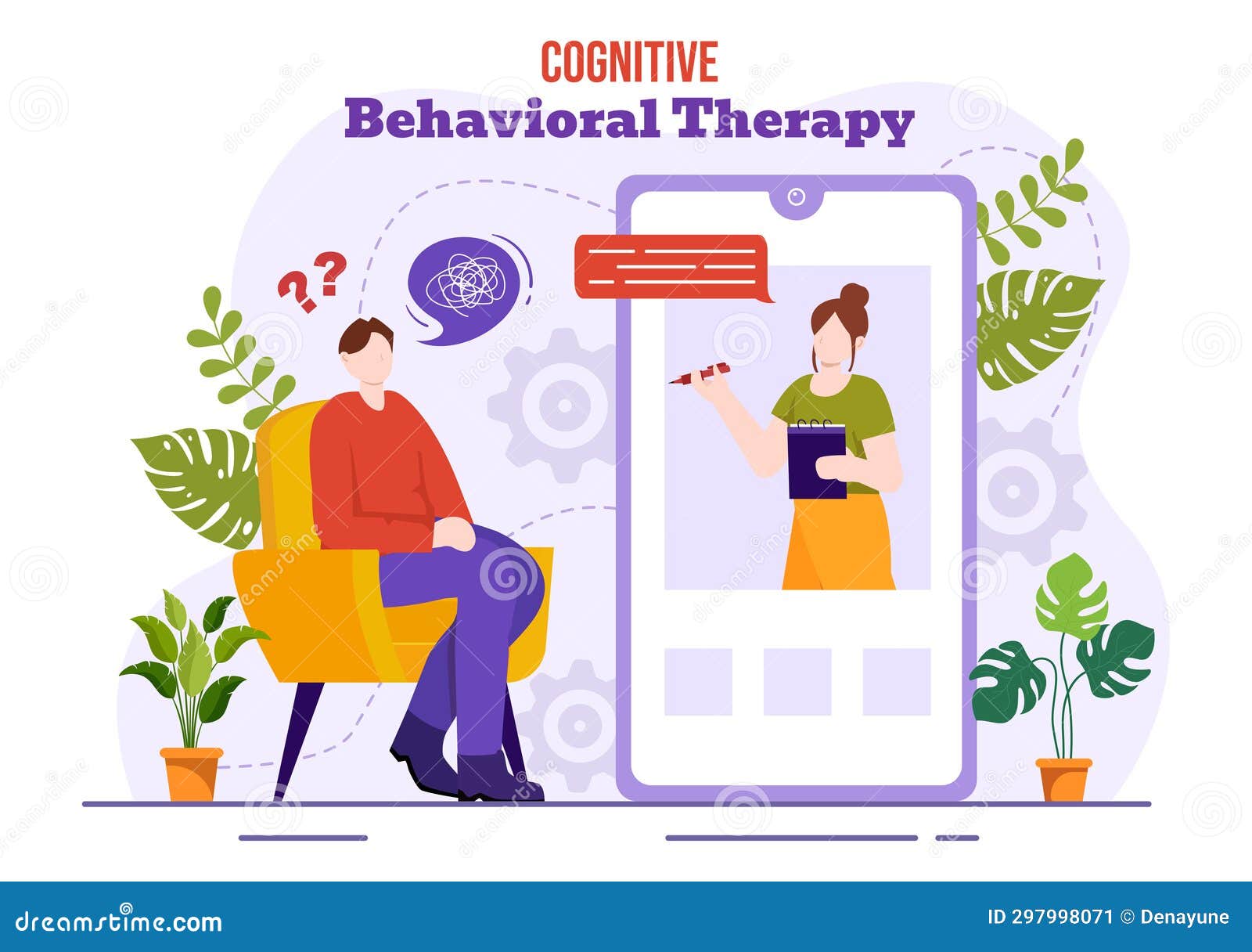 CBT or Cognitive Behavioural Therapy Vector Illustration with Person ...