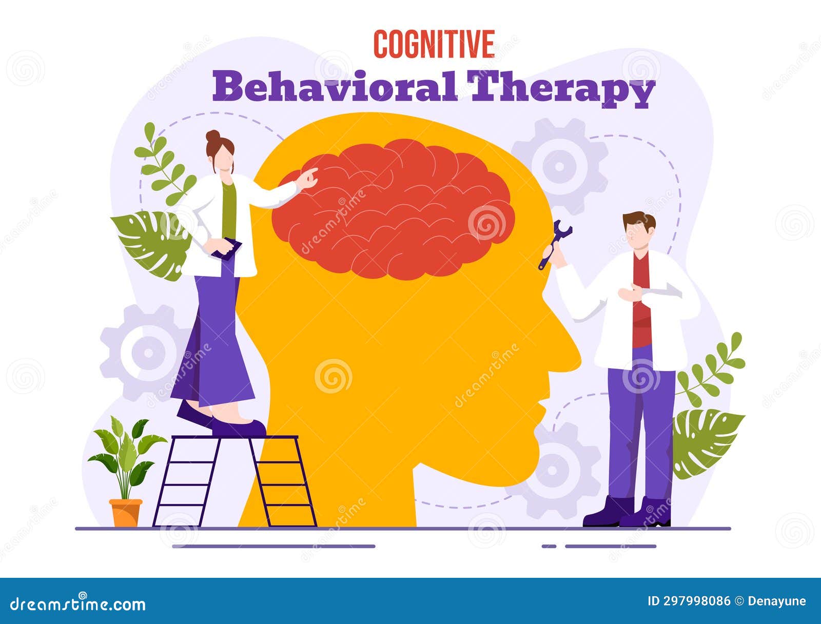 CBT or Cognitive Behavioural Therapy Vector Illustration with Person ...