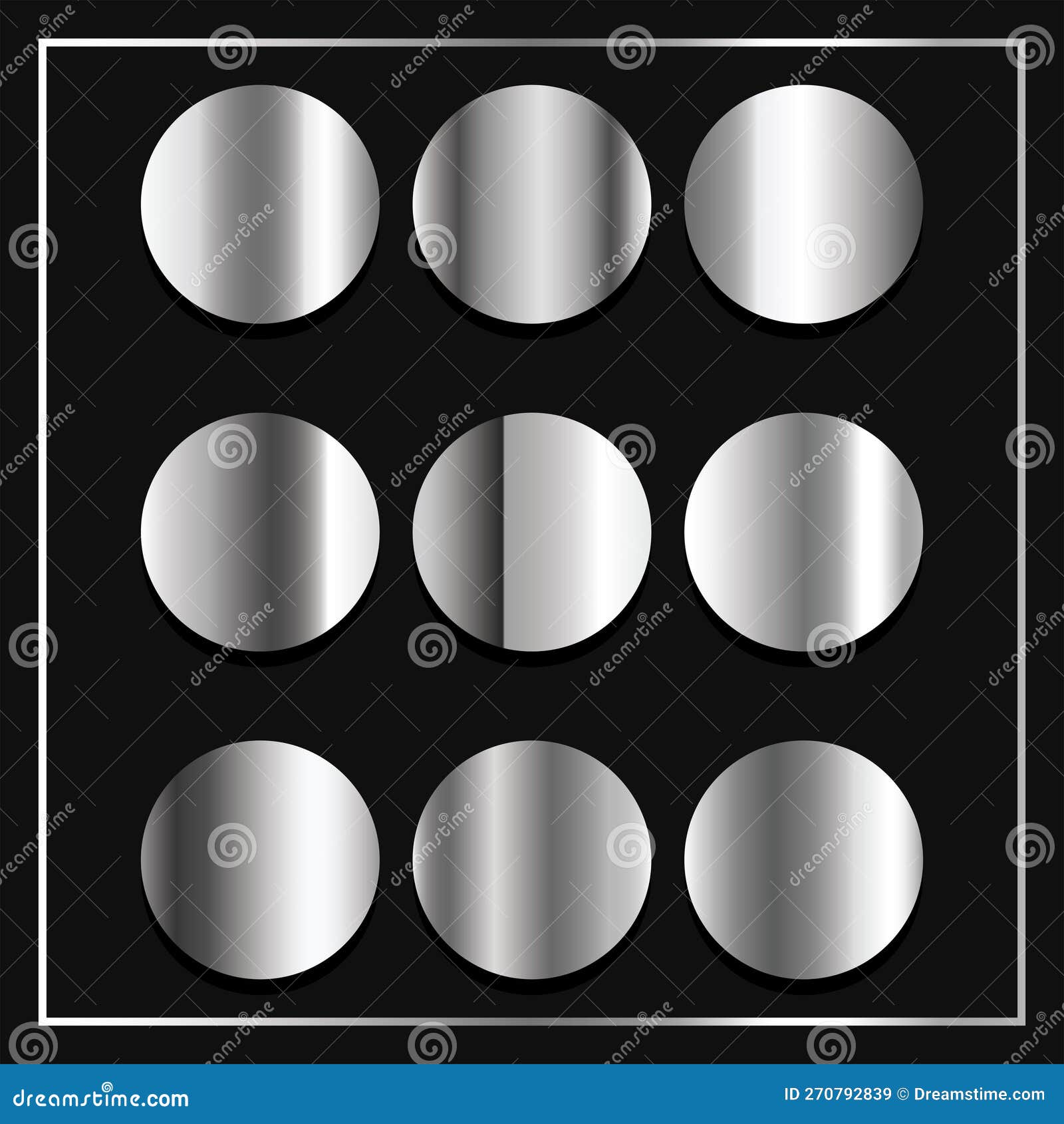 Set Of Silver Gradients.Metallic Squares Collection Cartoon Vector ...