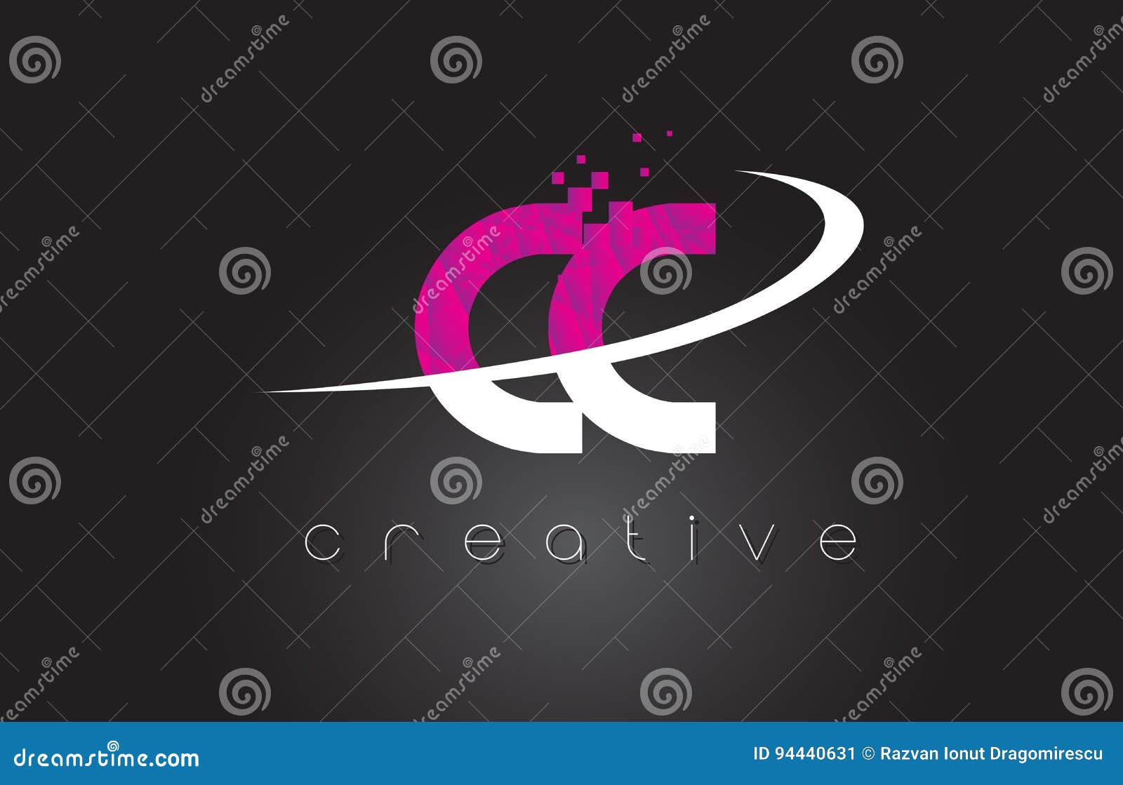 CC C C Creative Letters Design with White Pink Colors Stock Vector ...