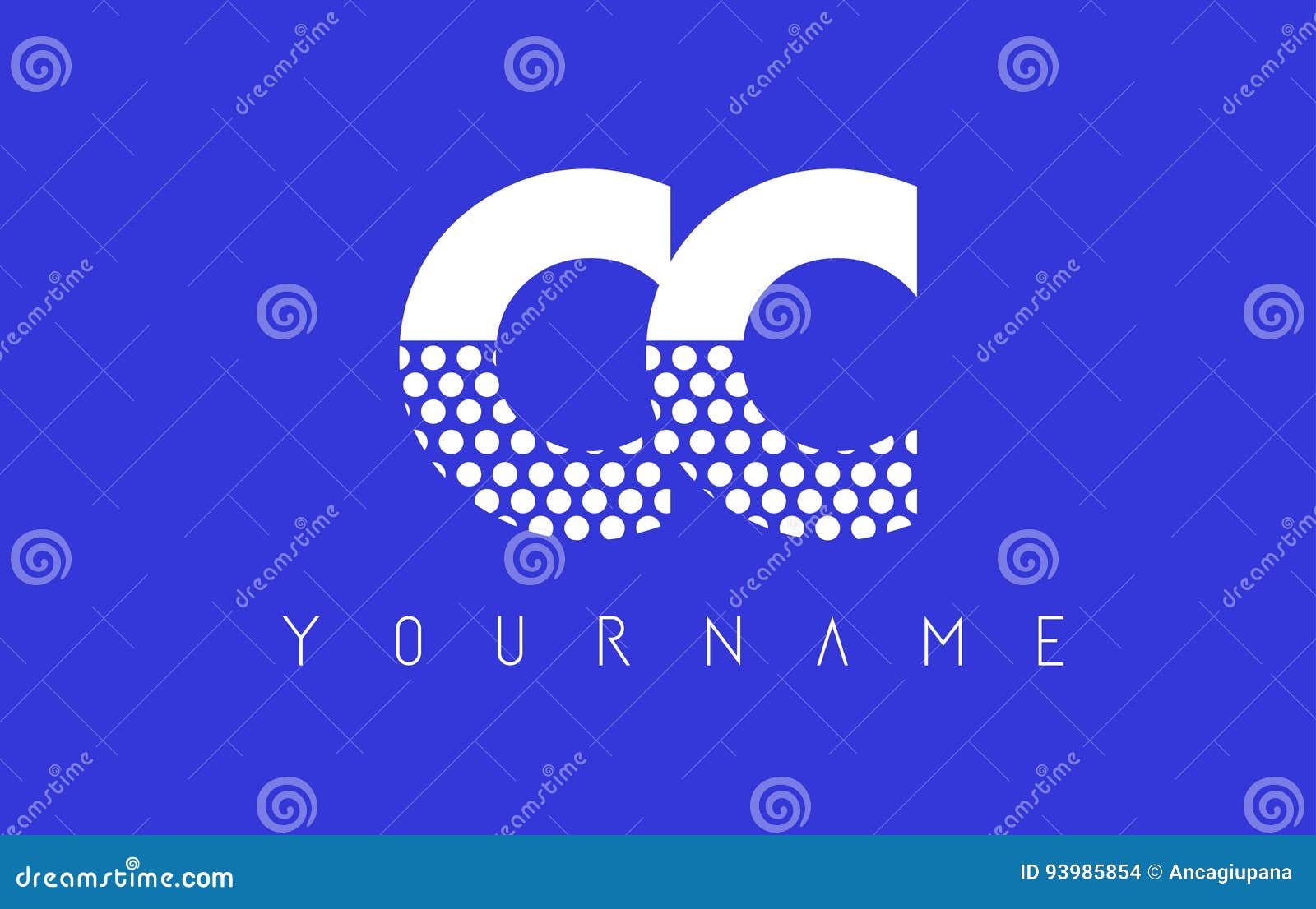 CC C C Dotted Letter Logo Design with Blue Background. Stock Vector ...