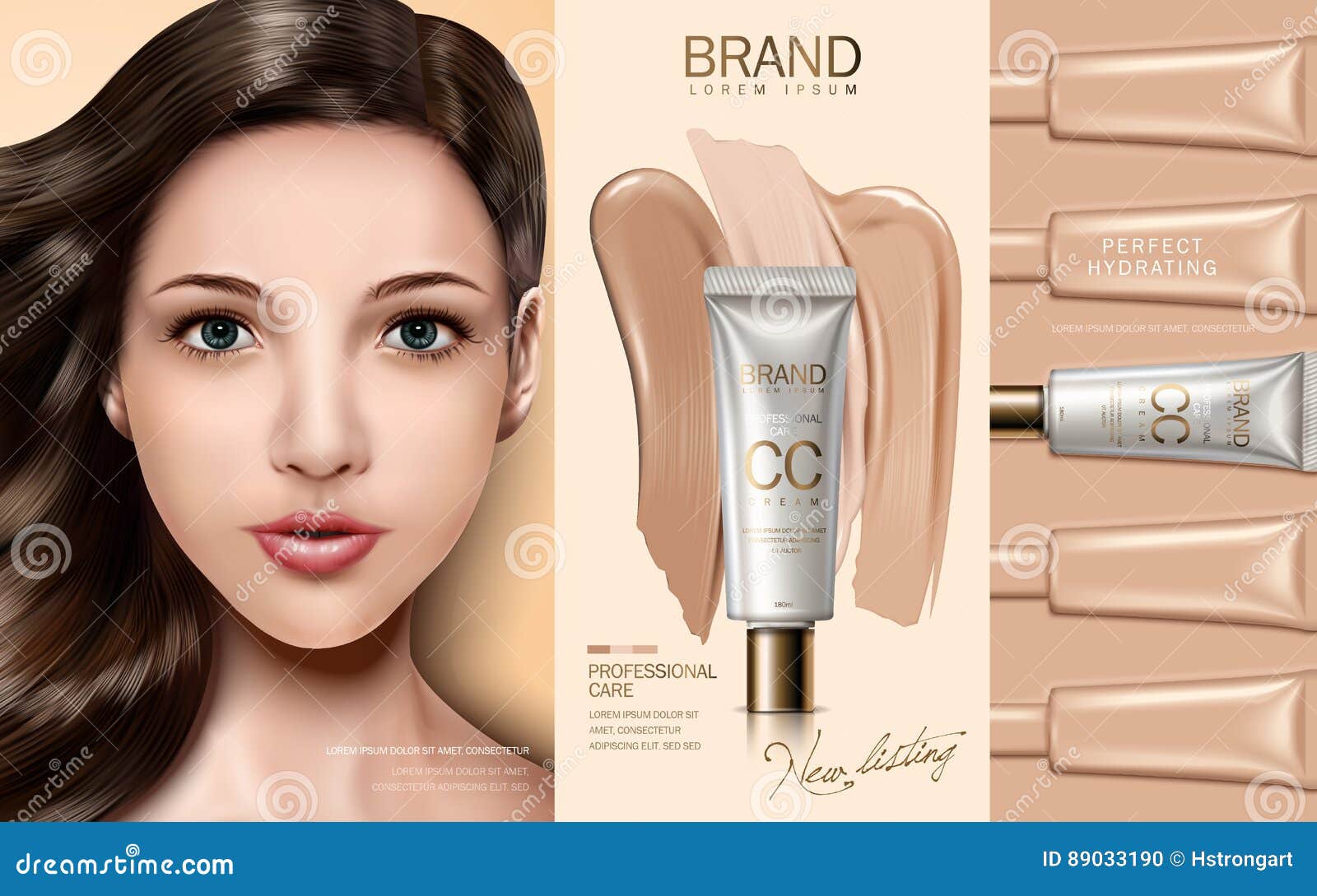 Cc cream ad stock vector. Illustration of hair, glossy - 89033190