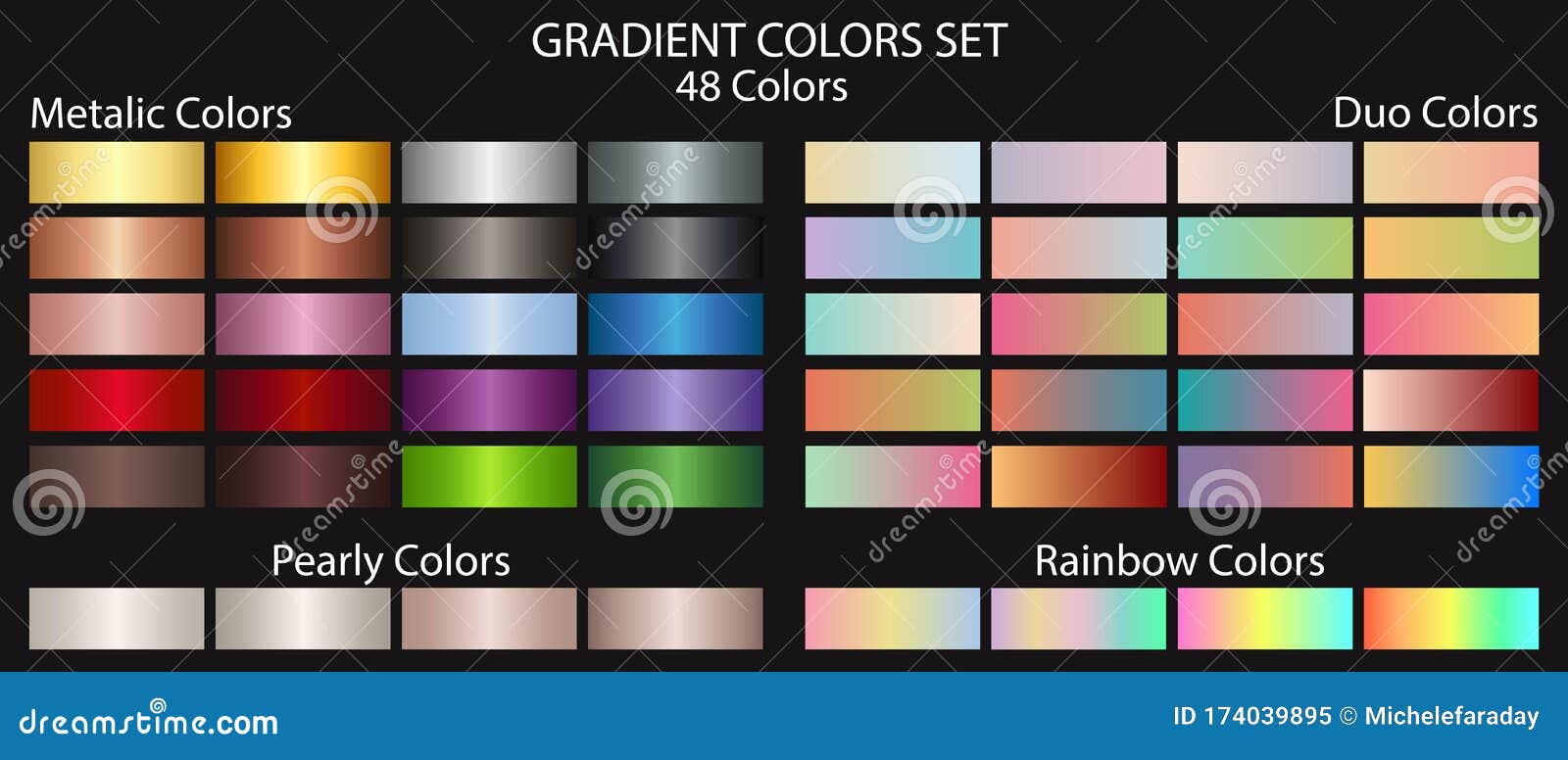 Metal Gradient Color Set, Plus Duo Gradient Colors, Pearl Colors and ...
