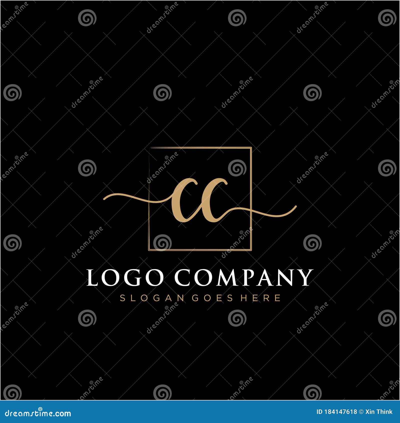 CC Initial Handwriting Logo with Rectangle Template Vector Stock Vector ...