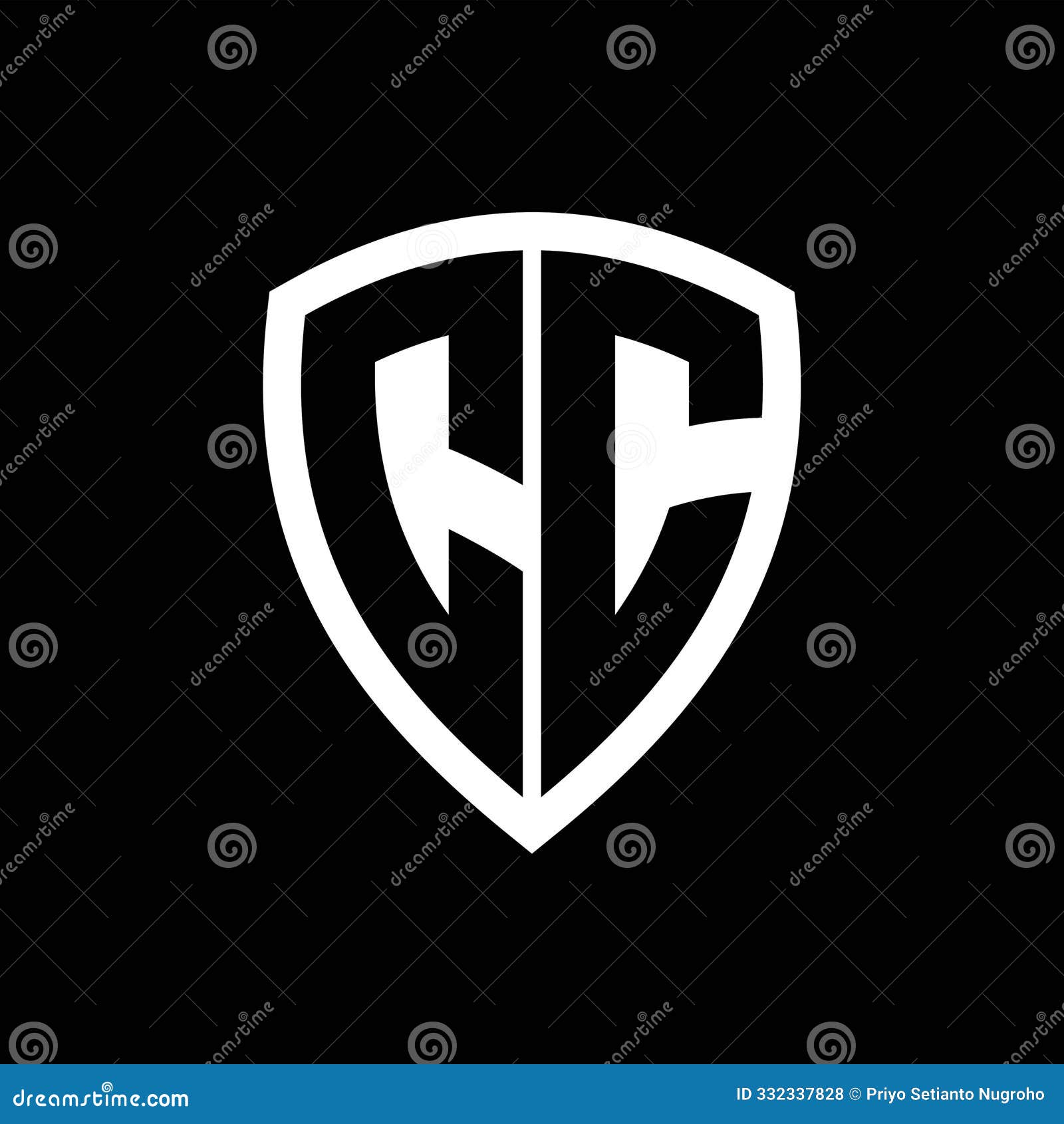 CC Monogram Logo with Bold Letters Shield Shape with Black and White ...