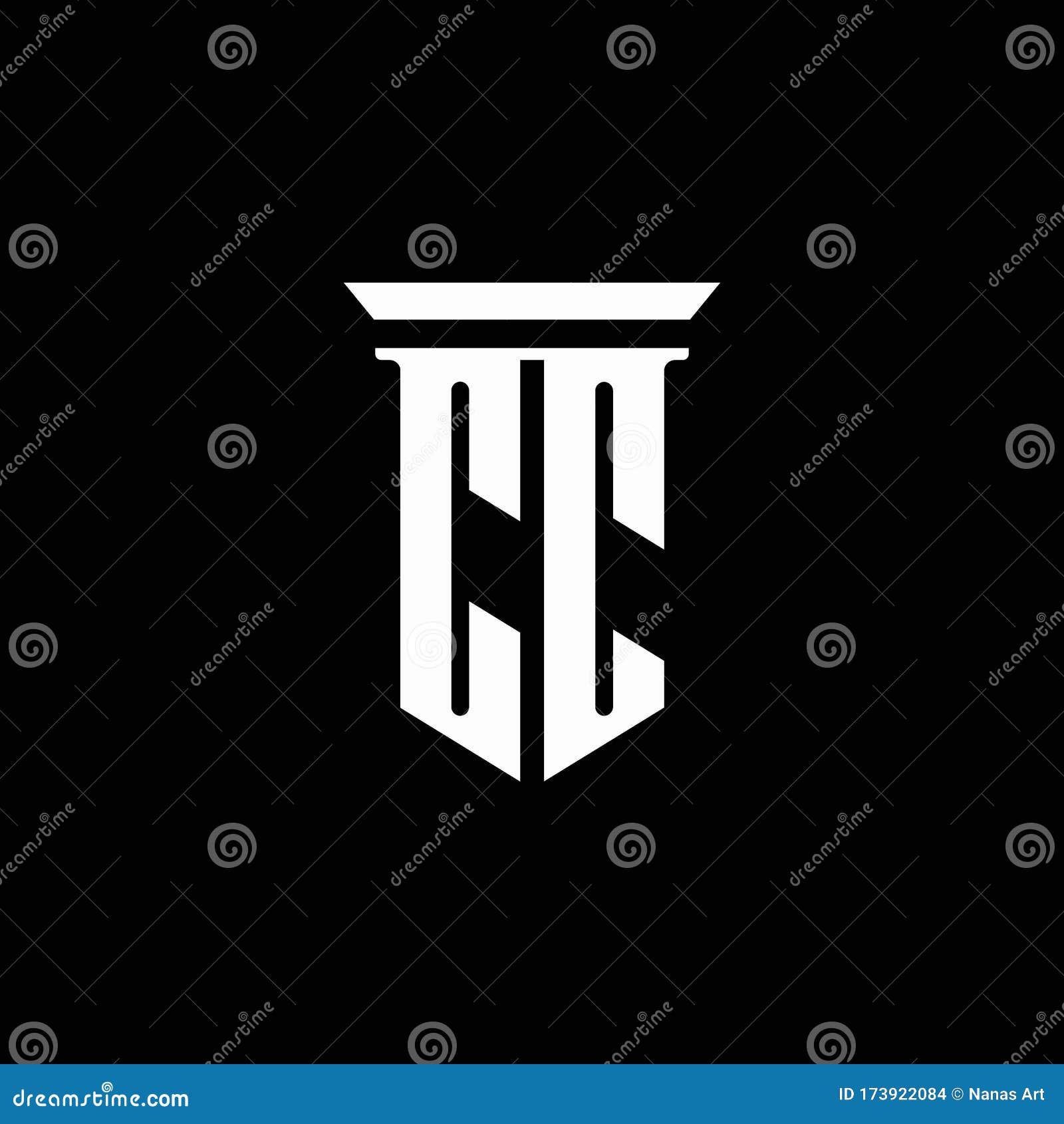 CC Monogram Logo with Emblem Style Isolated on Black Background Stock ...