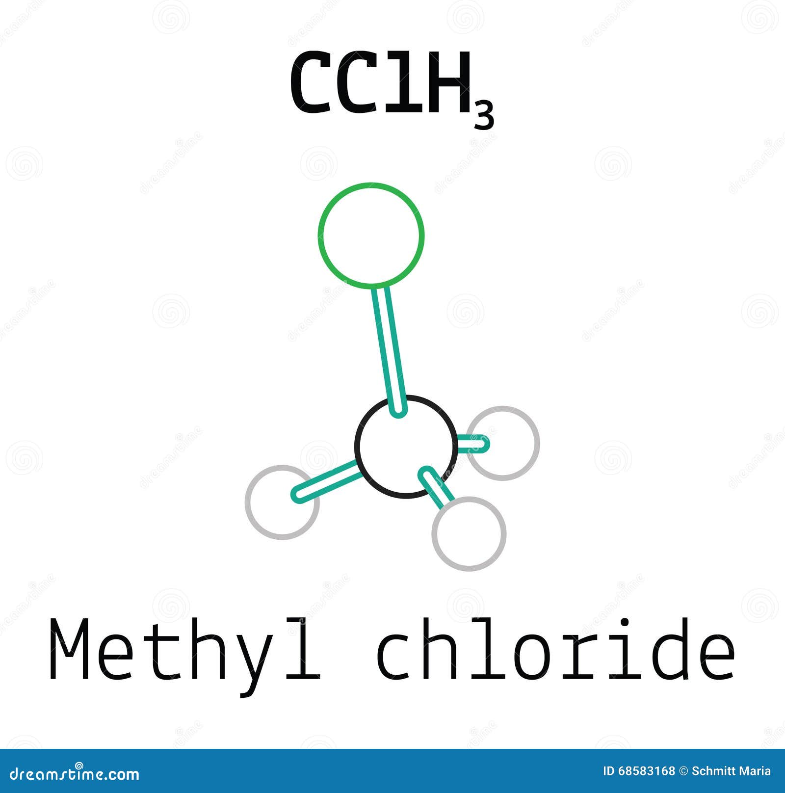 CClH3 Methyl Chloride Molecule Stock Vector - Illustration of atom ...