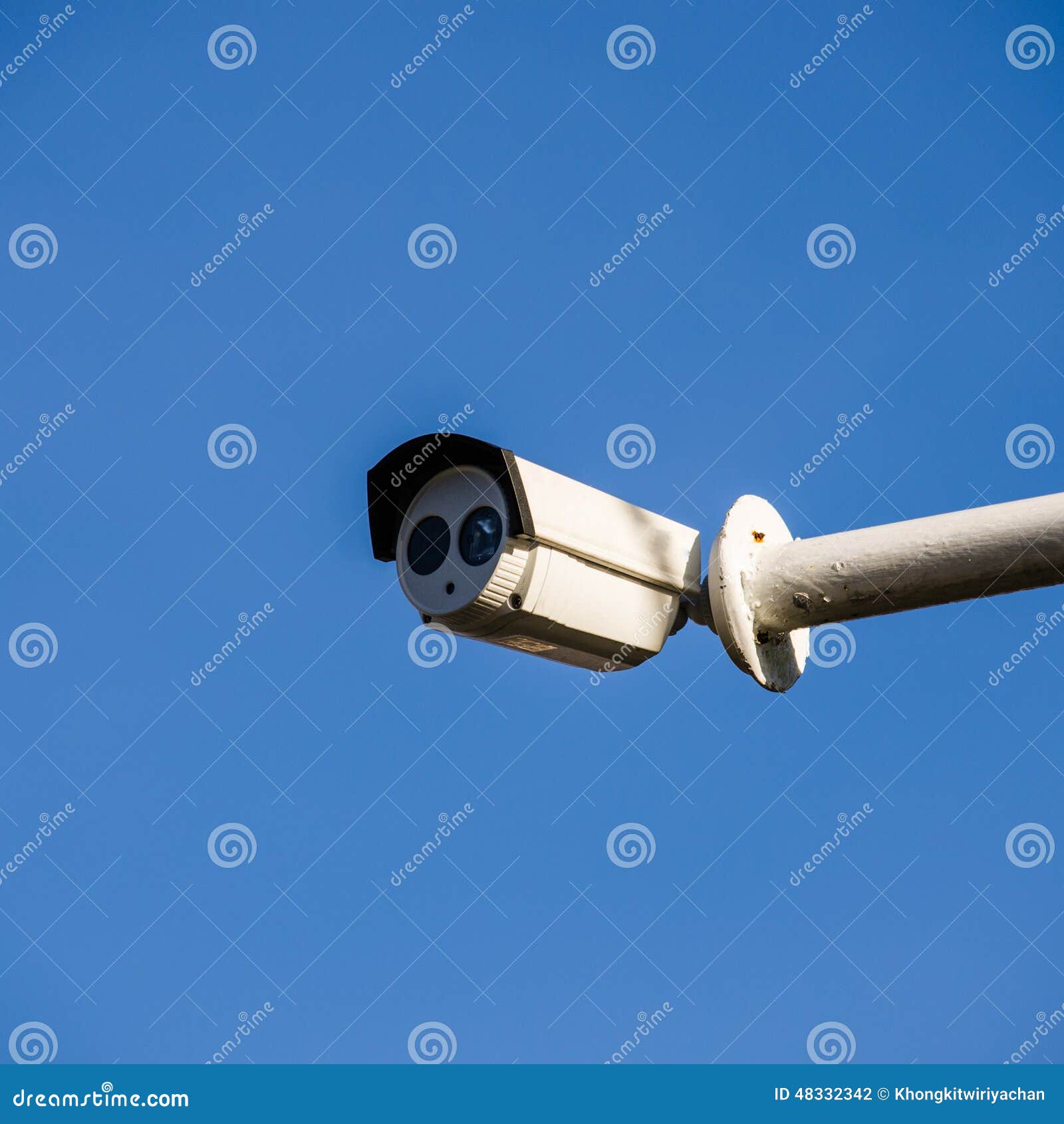 Cctv on blue sky stock photo. Image of pattern, protect - 48332342