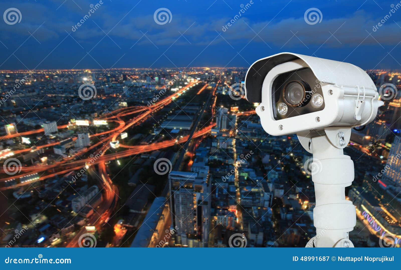 CCTV with Blur City in Background Stock Image - Image of privacy, dark ...
