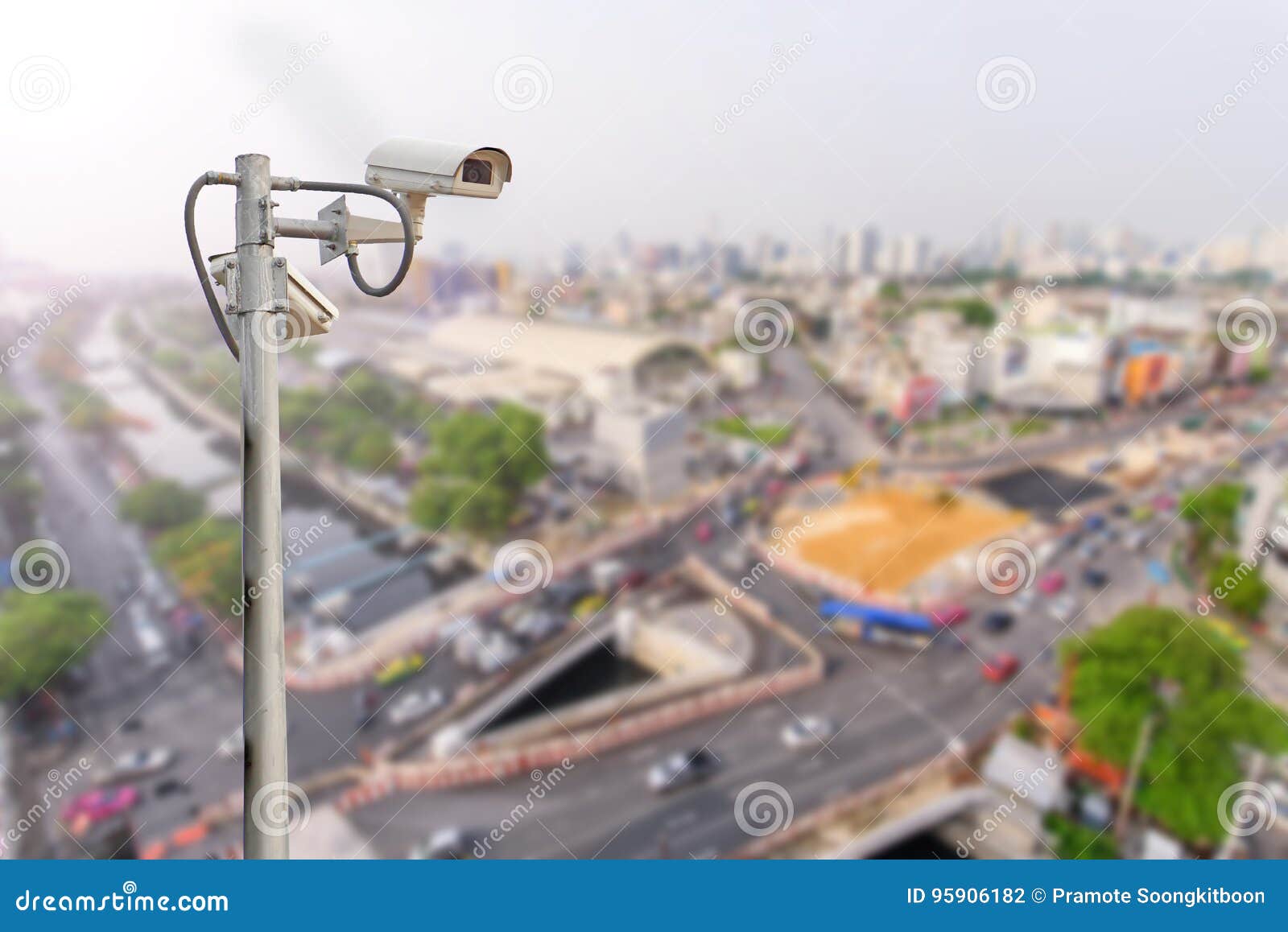 CCTV and Blur City View in Background Stock Photo - Image of record ...