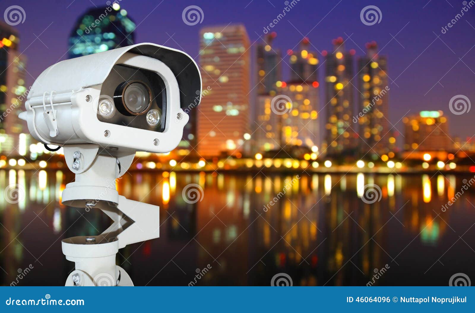 CCTV With Blurring City In Night Background. Stock Photography ...